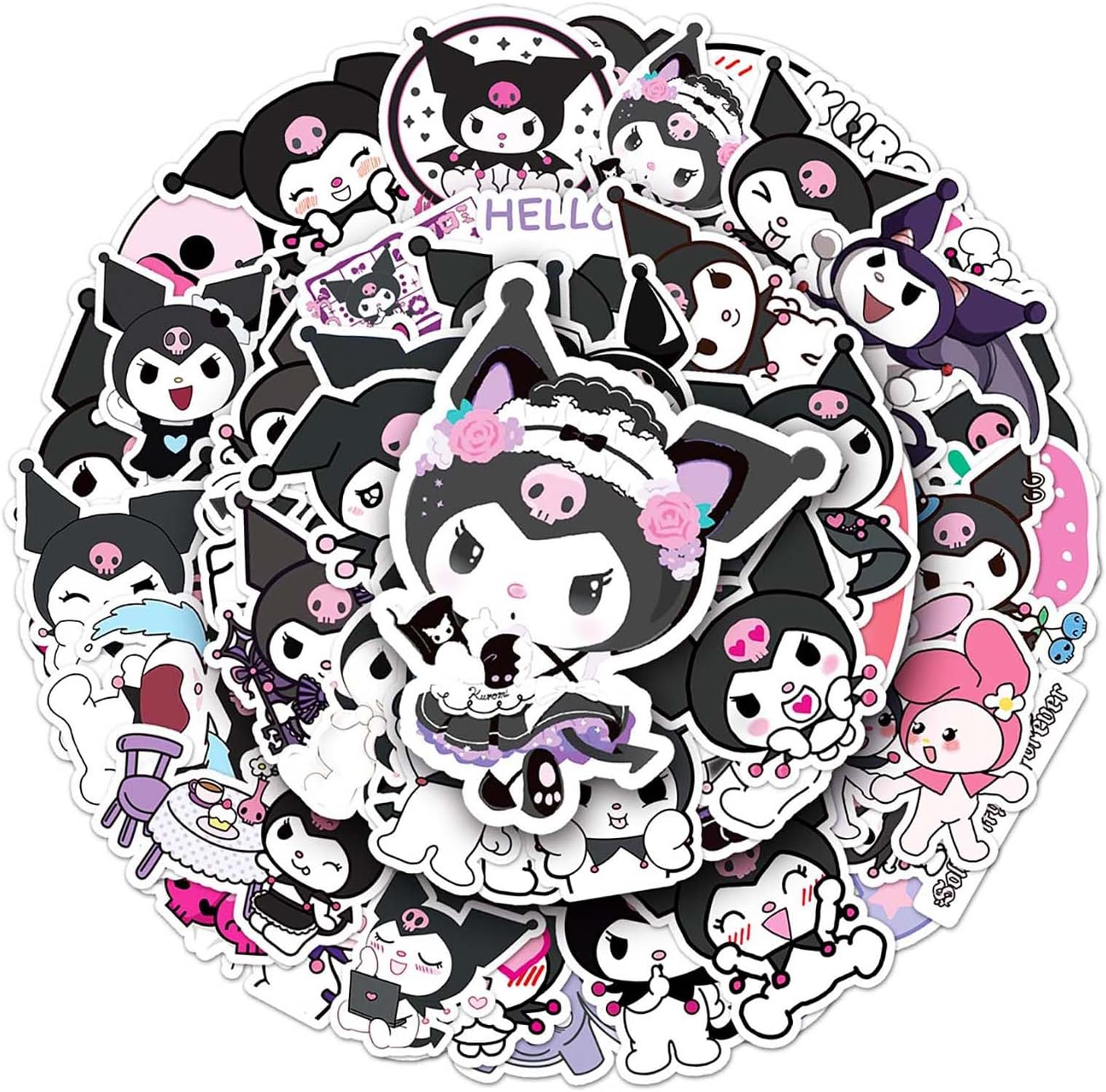 Amazon.com: Kuromi Stickers +washi Tape Set for Laptop Water Bottle ...
