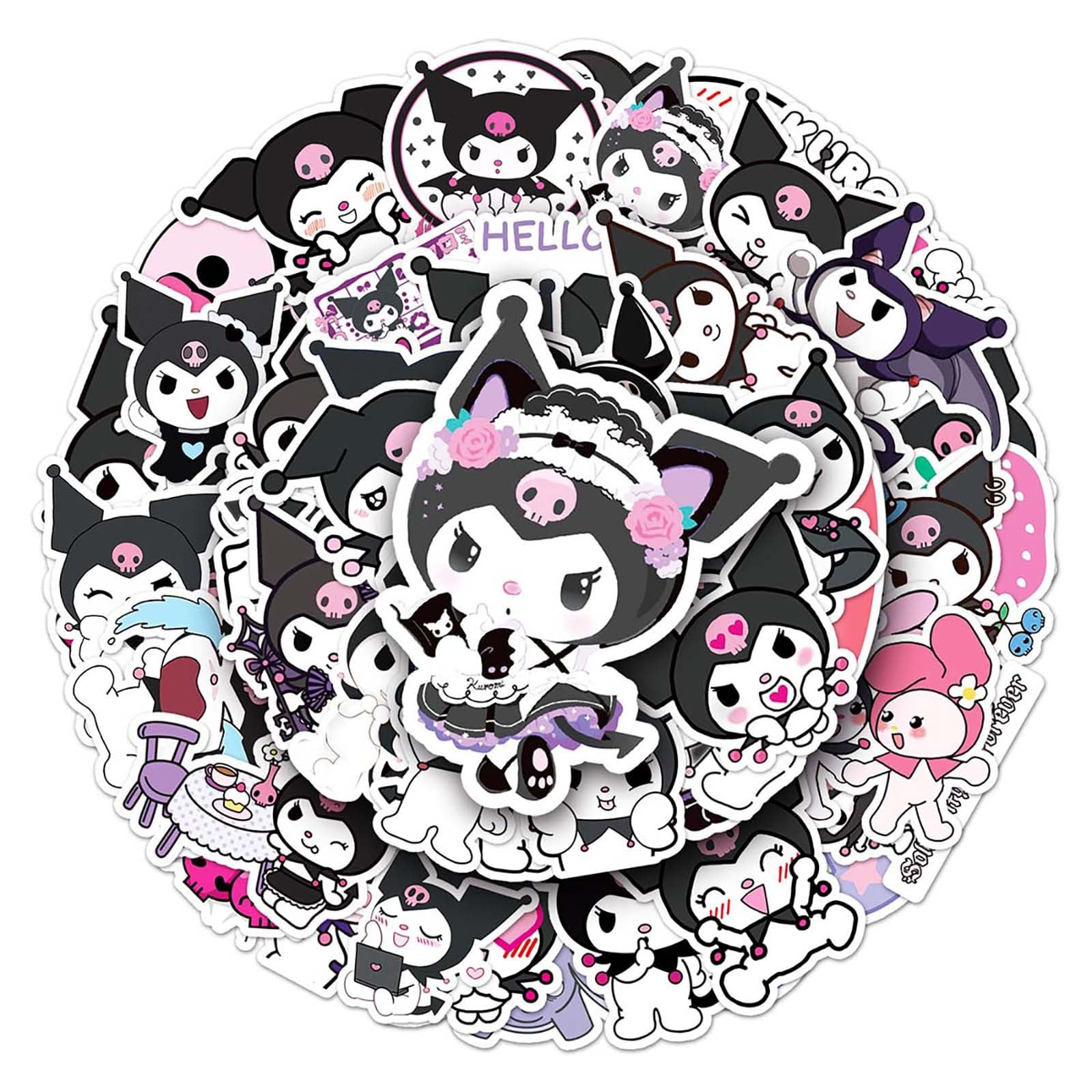 50pcs Kuromi Stickers For Kids Cute Anime Sanrio Kuromi Cartoon ...