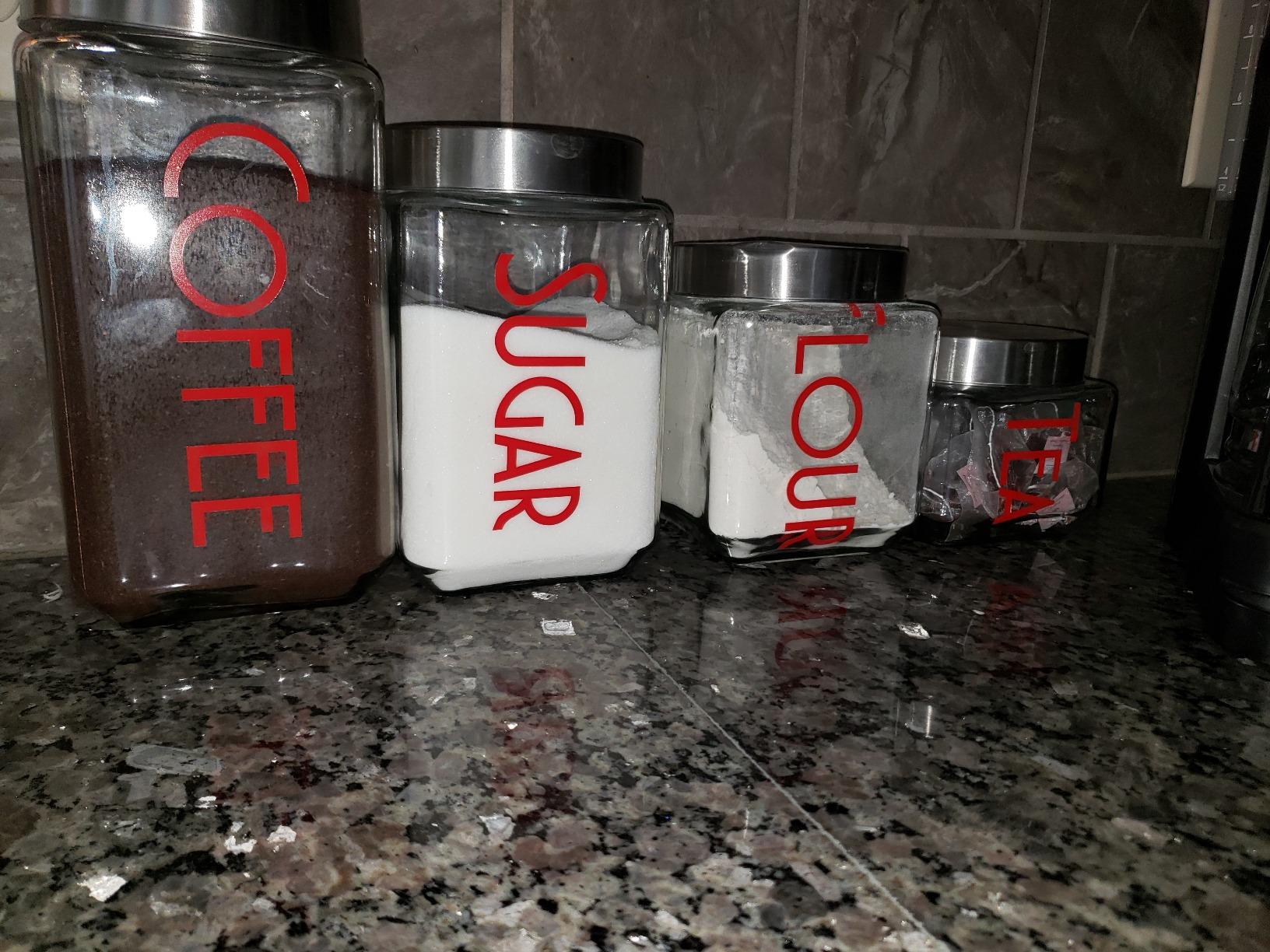 Set of 4 Canister Labels - V4 - Vinyl Decal Stickers Kitchen Flour ...