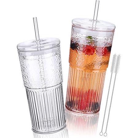 Amazon.com: NiHome High Borosilicate Glass Tumbler Cup with Lid and ...