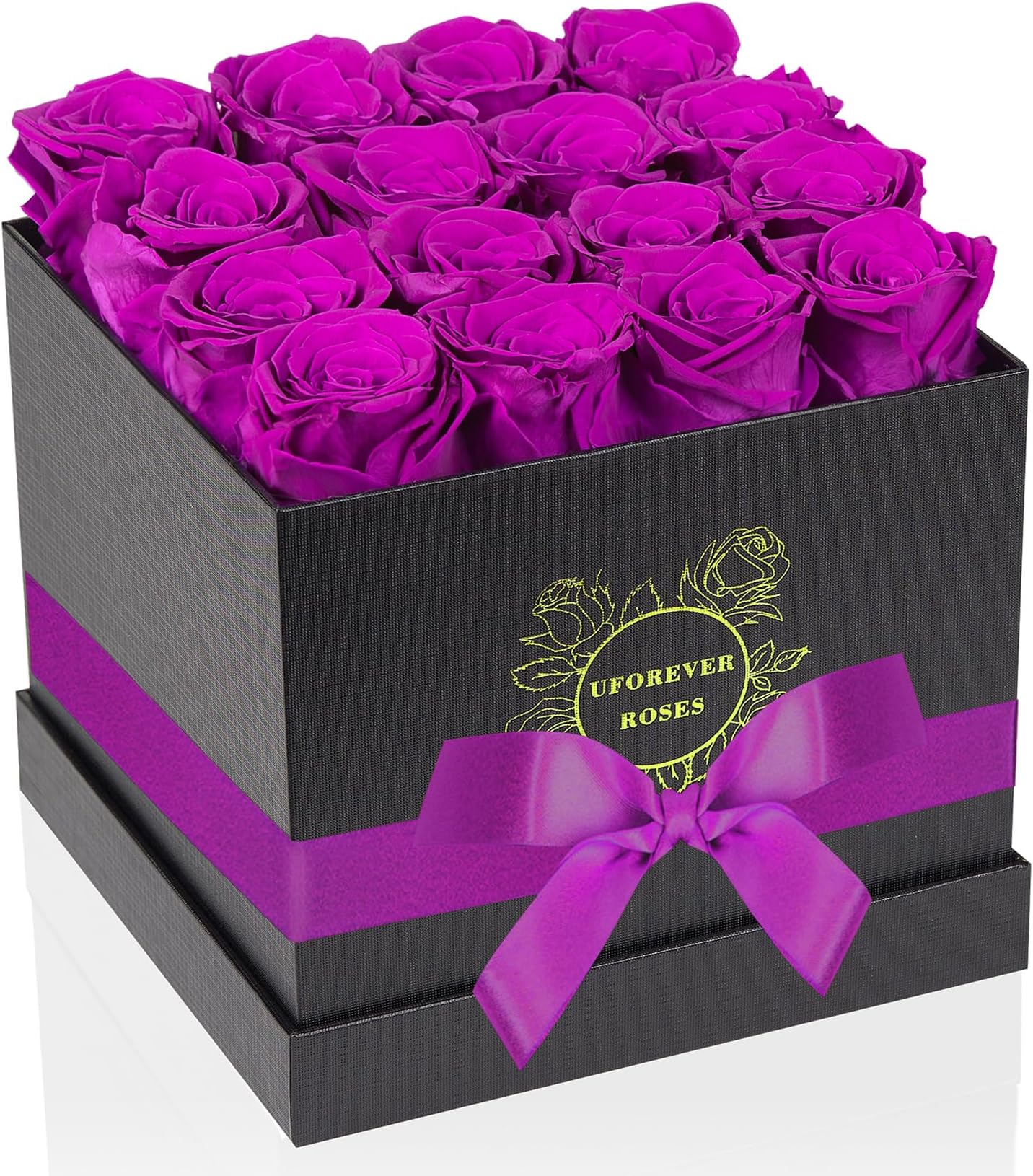 Amazon.com: UFOREVER ROSES 16-Piece Preserved Roses in a Box (Purple ...