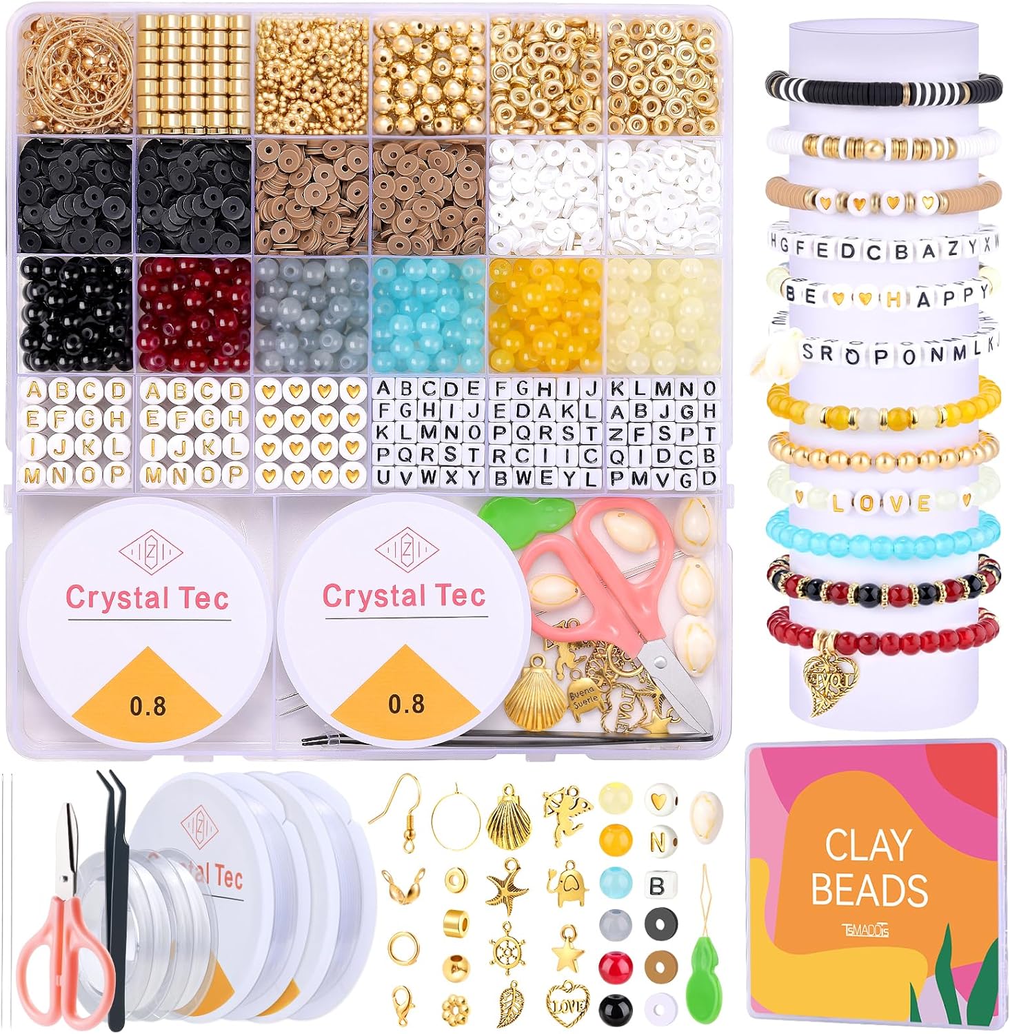 Amazon.com: TsMADDTs Beads Bracelet Making Kit, Friendship Bracelet Kit ...