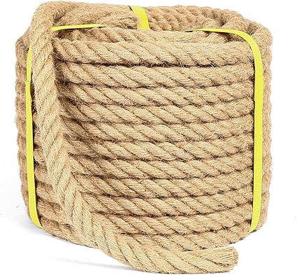 Yetlunsion Jute Rope Heavy Duty 3/4-Inch by 100-Feet Natural Hemp Rope ...