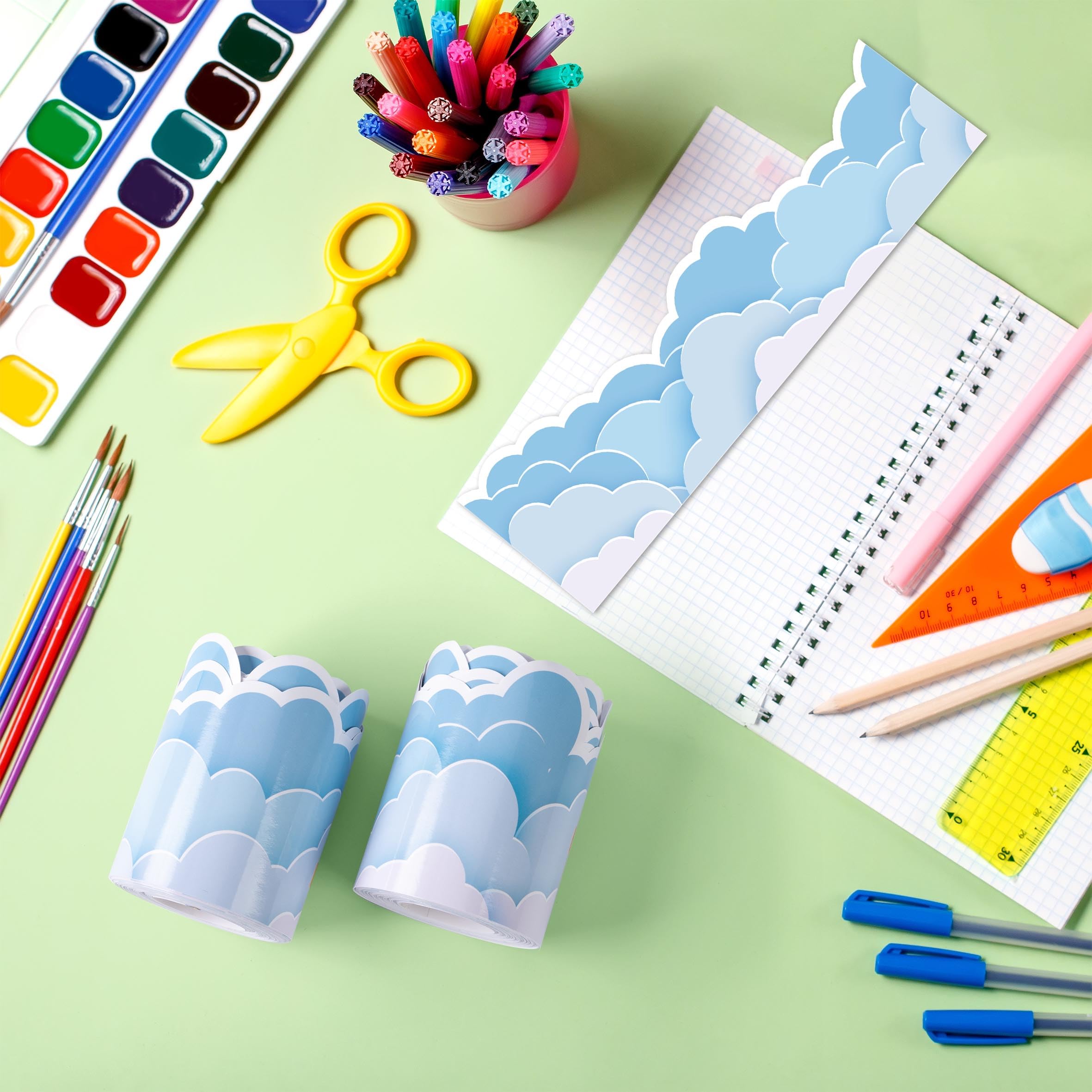 Snapklik.com : 66 Ft Blue Sky Clouds Bulletin Board Border Cloud Shaped ...