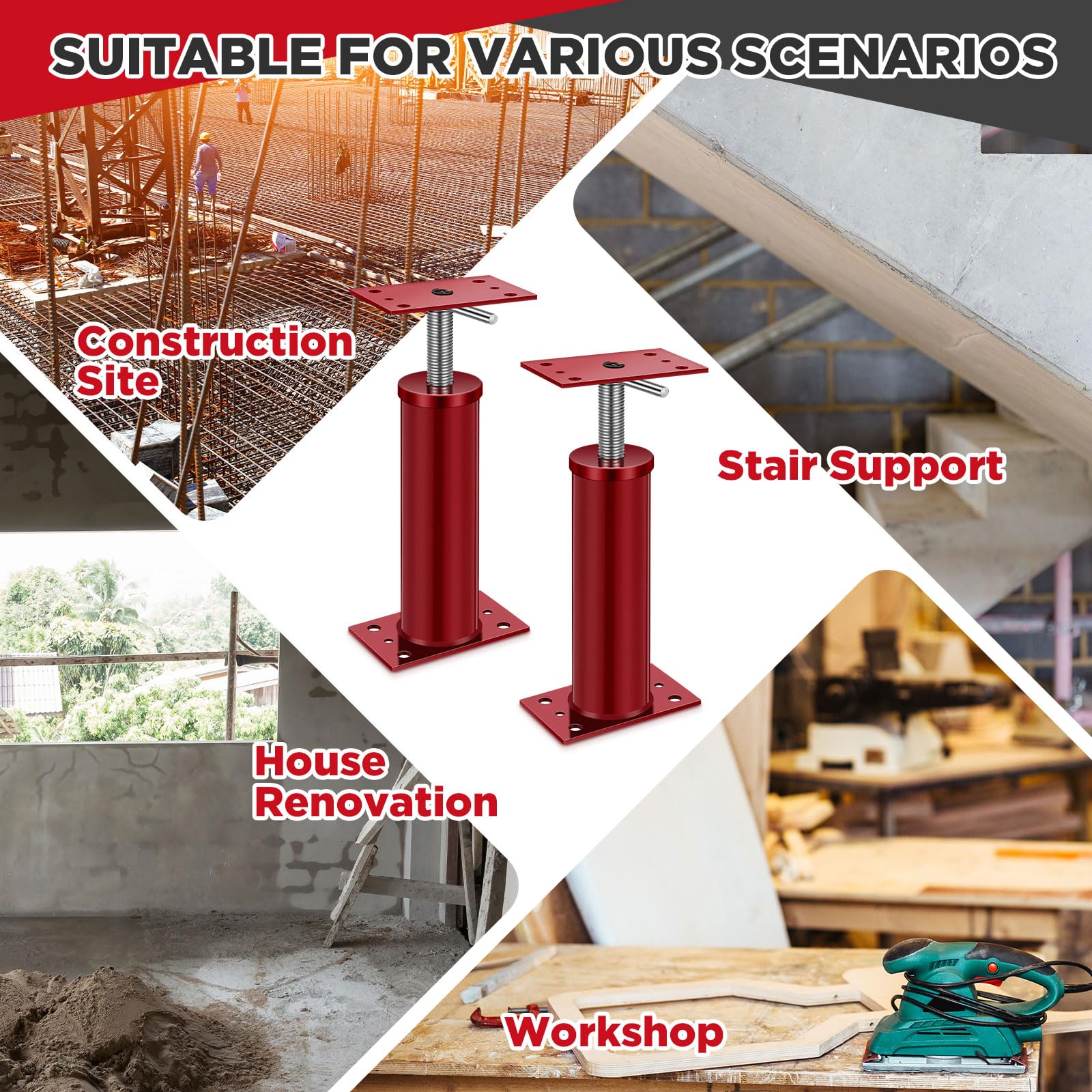 Snapklik.com : Yaocom 2 Pack Adjustable Jack Post, 12"-16" Height Range ...