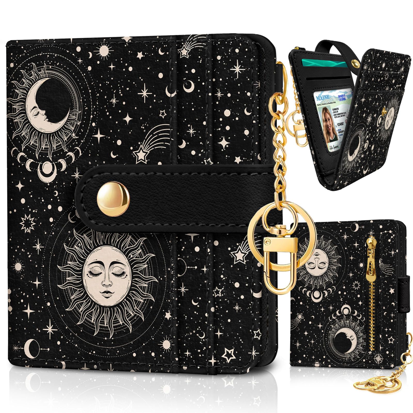 Amazon.com: Jogjam Sun and Moon Rfid Women Wallet, Small Slim Thin ...