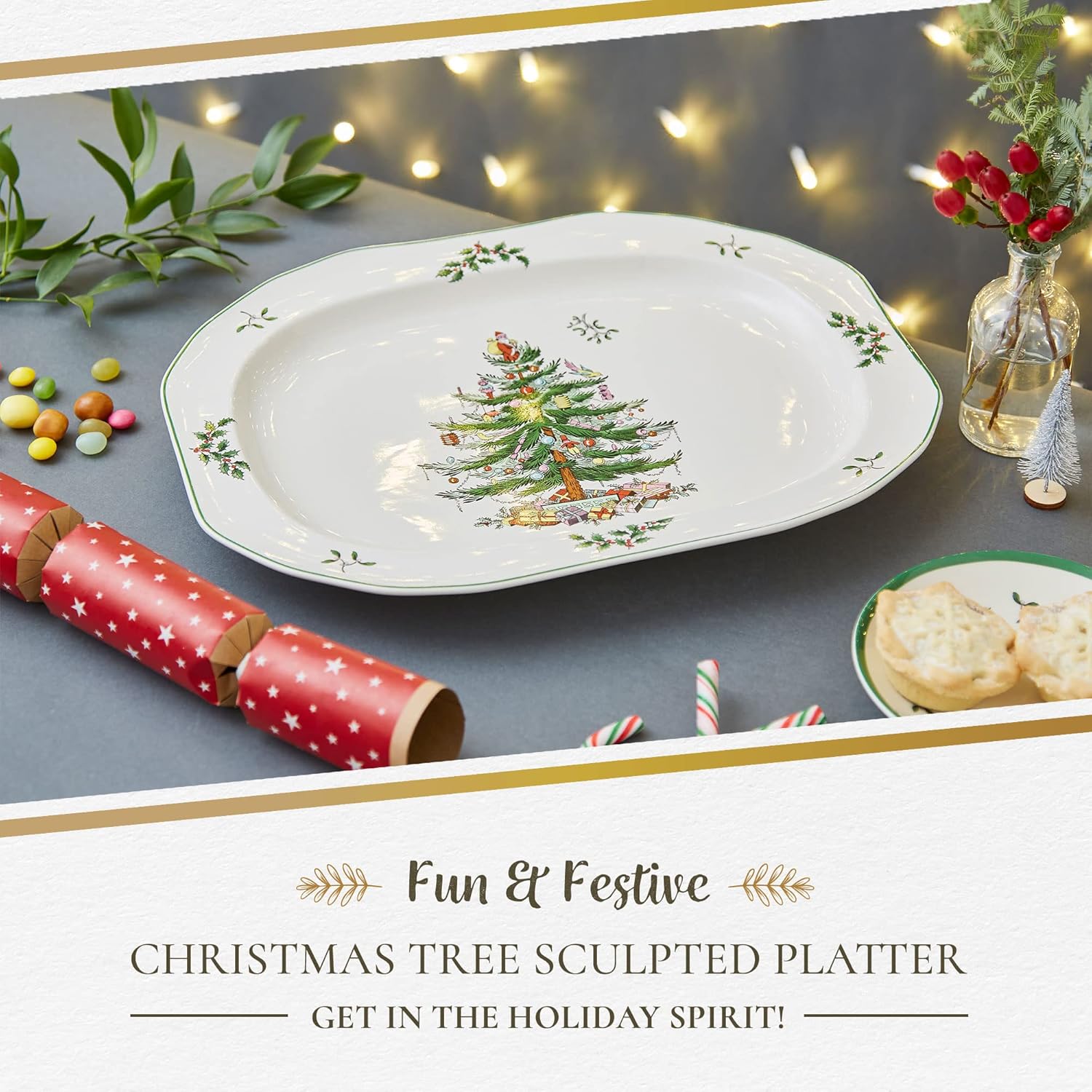 Spode Christmas Tree Serving Platter | Earthenware Holiday Platter ...