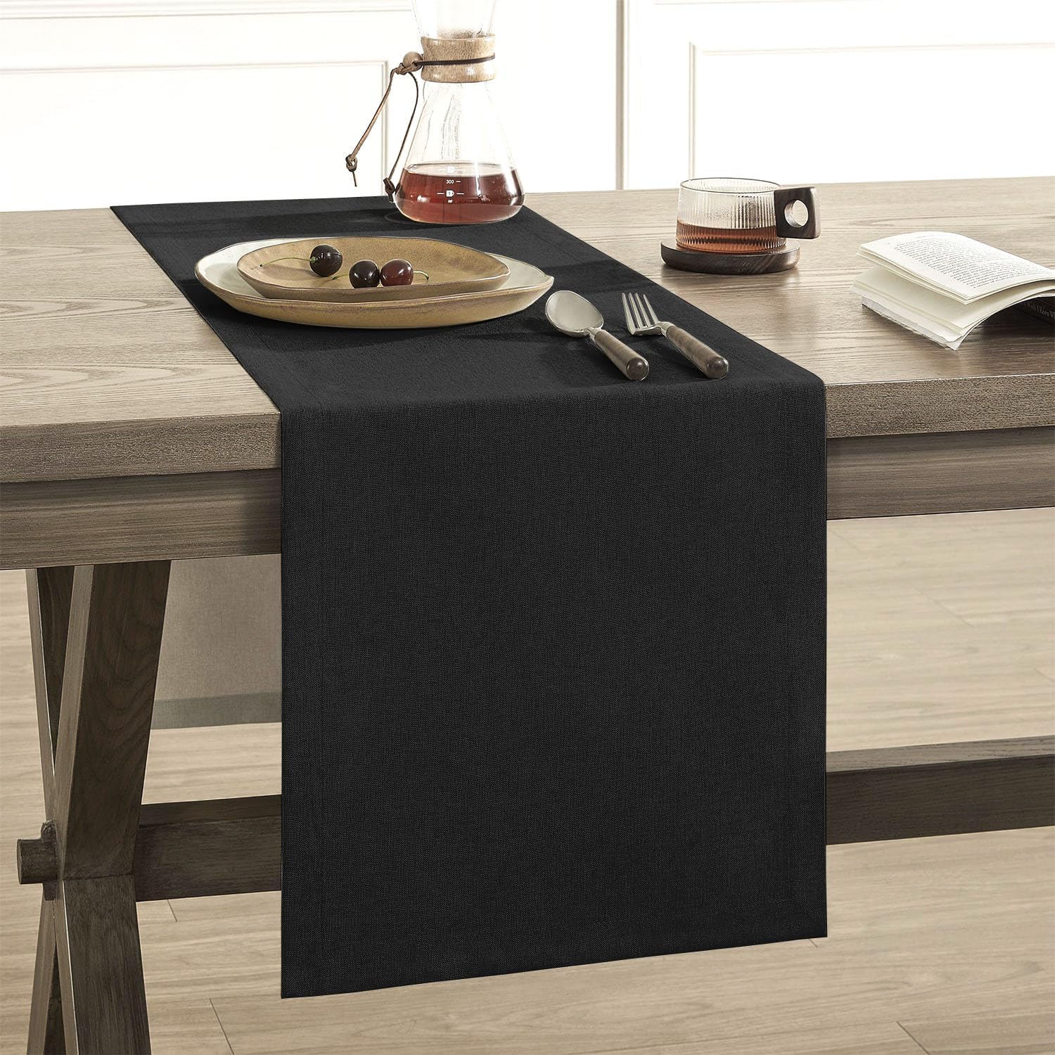 Amazon.com: Black Linen Table Runner 72 inches Long – 100% Pure Linen ...