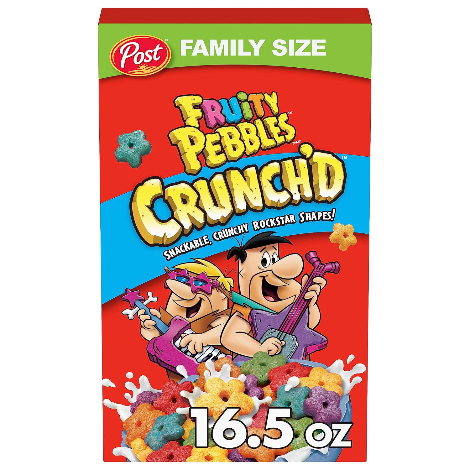 Amazon.com : Post Fruity PEBBLES Crunch'D Cereal, 16.5 OZ Box ...