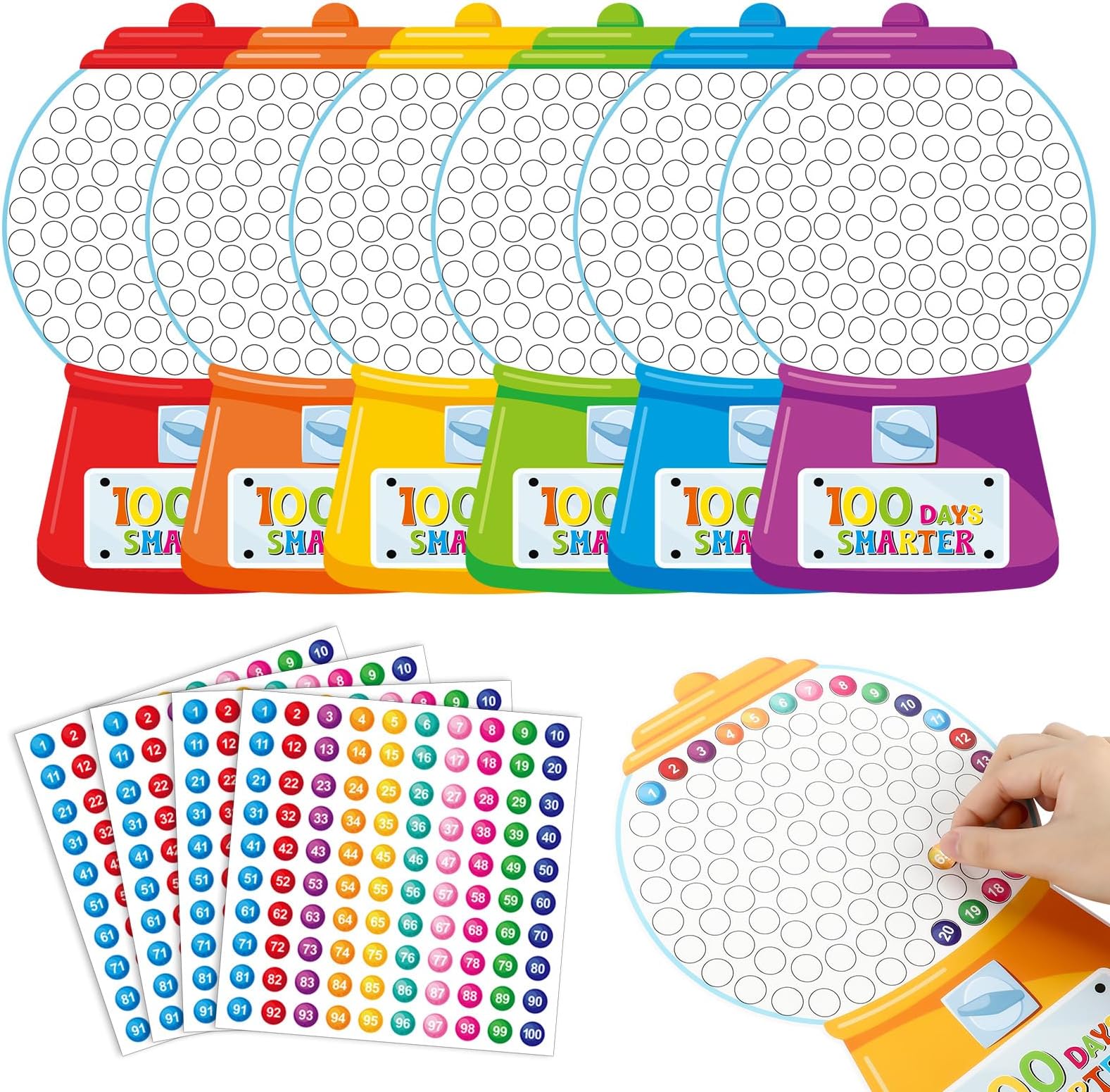 Amazon.com: 36Pcs 100th Day of School Gumball Machine Paper Crafts,100 ...