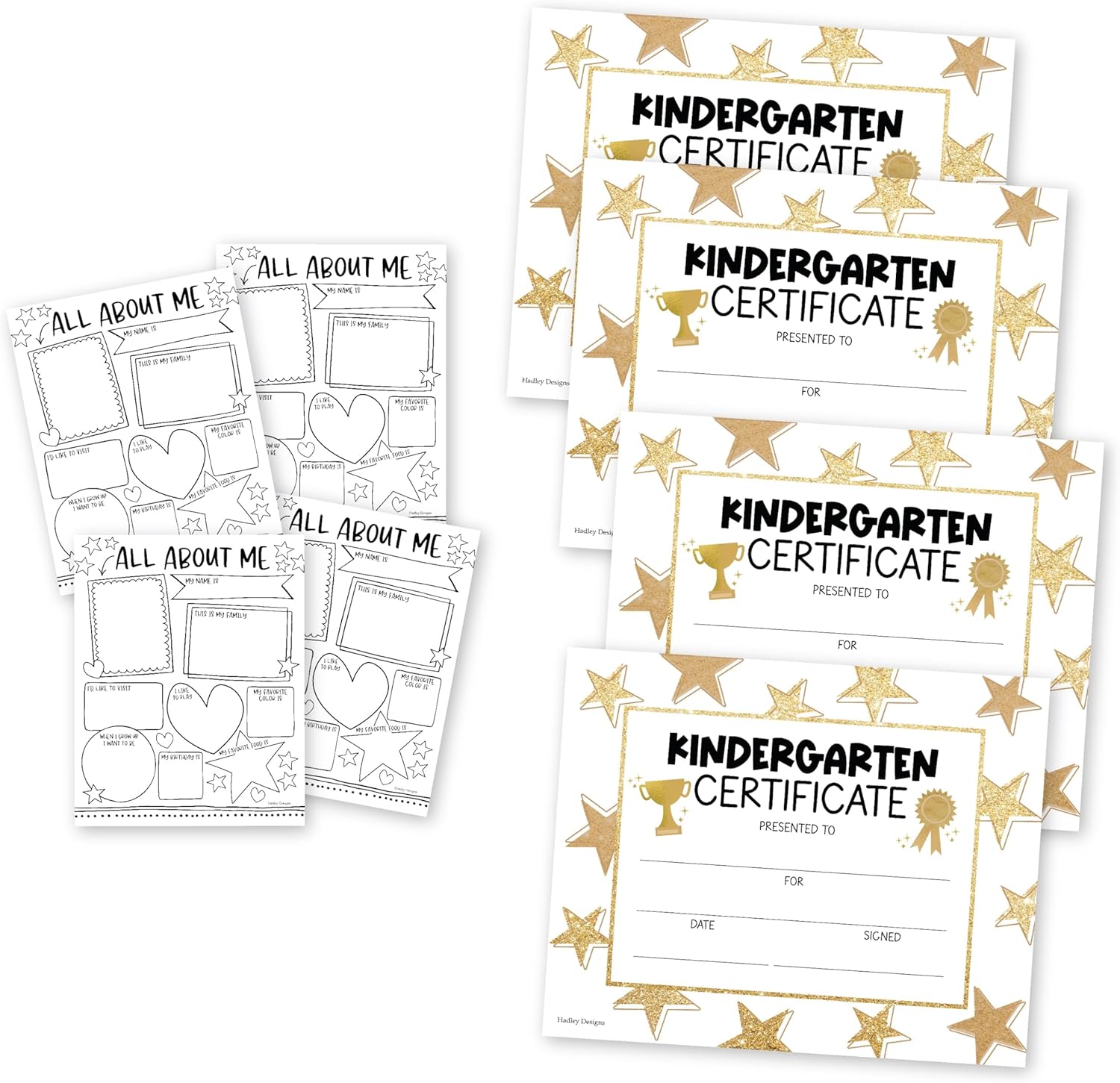 Amazon.com : 25 Stars Kindergarten Diploma Certificate of Achievement ...