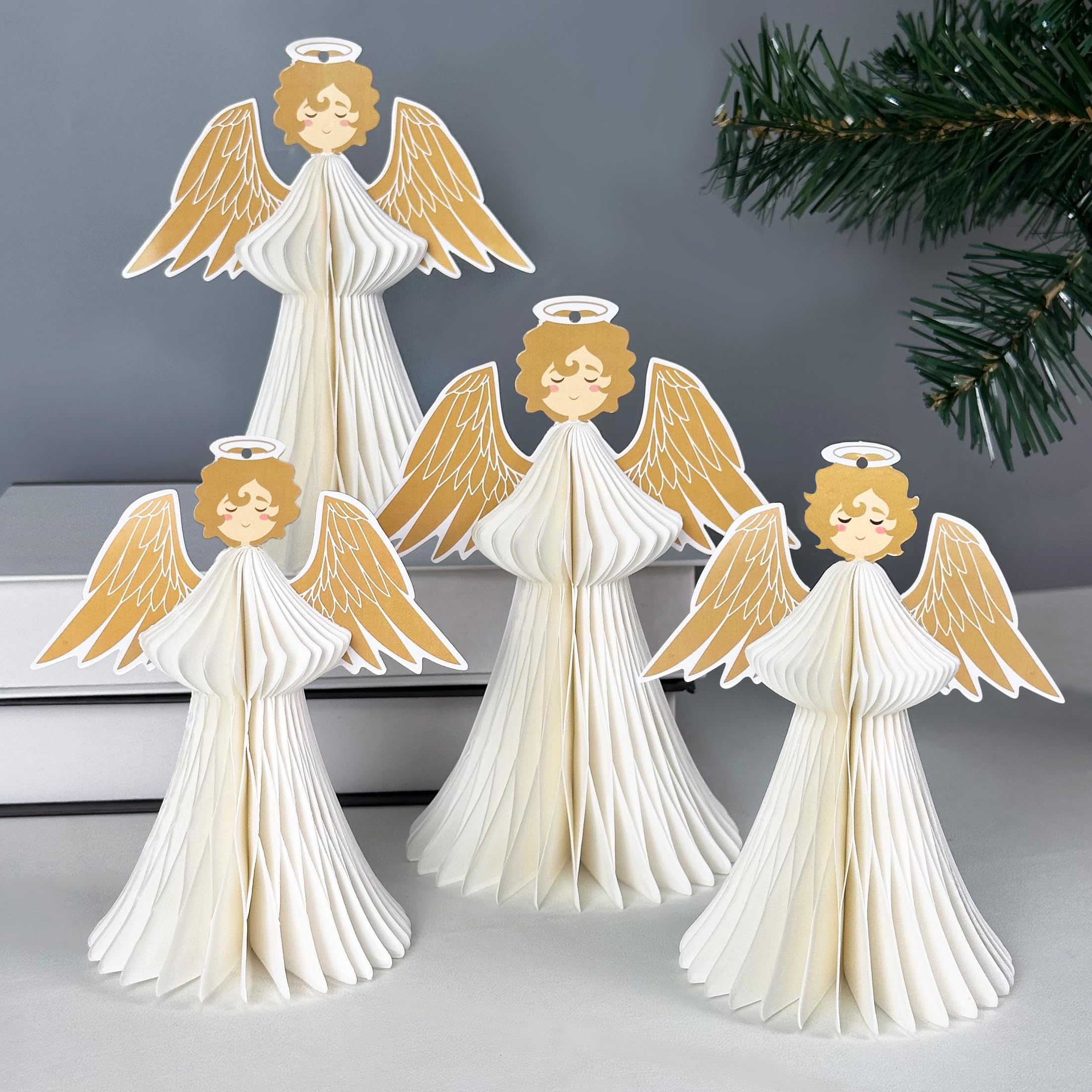 Amazon.com: 4PCS Christmas Party Decorations Paper Angel Honeycomb ...