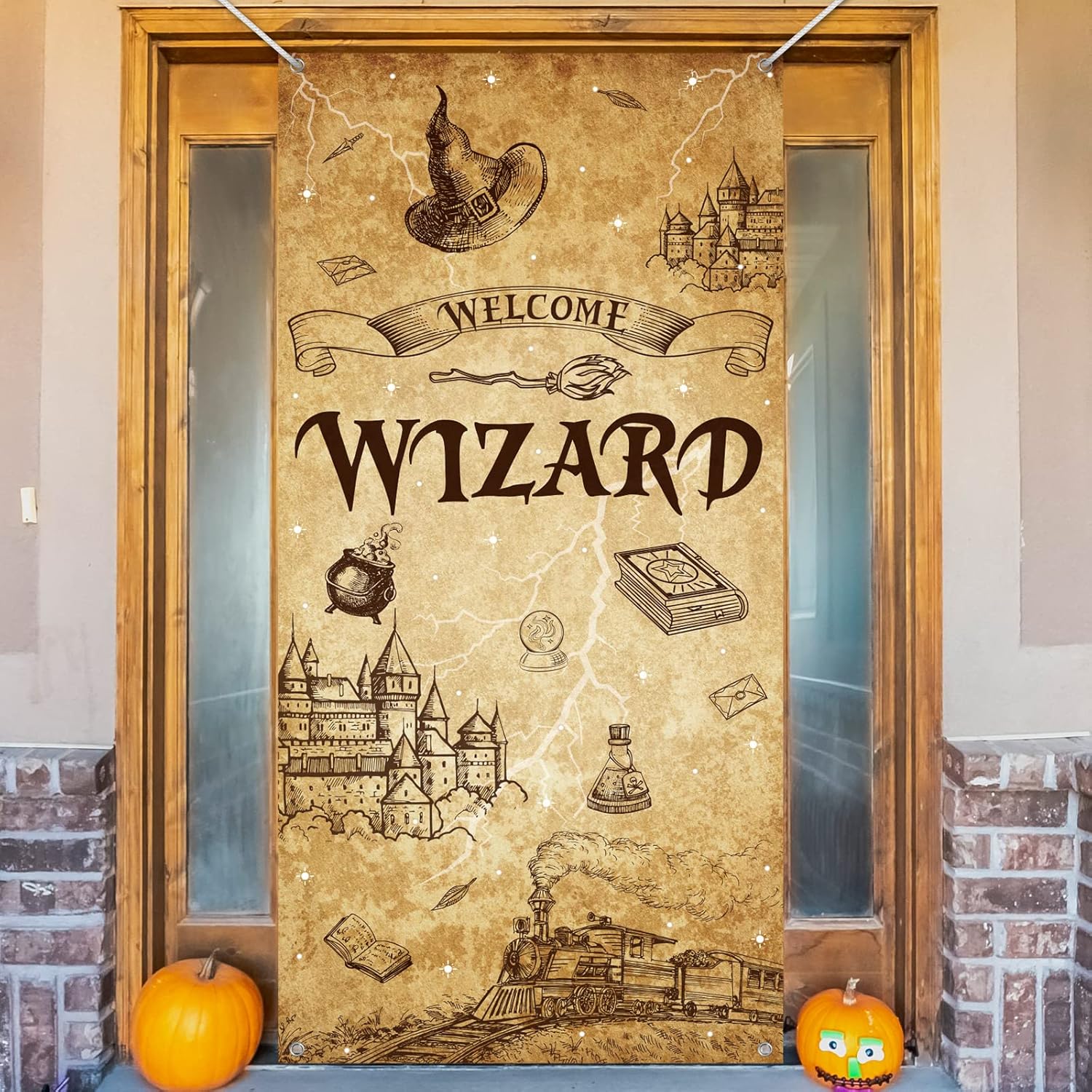 Amazon.com: Wizard Birthday Party Supplies Wizard Door Banner Hanging ...