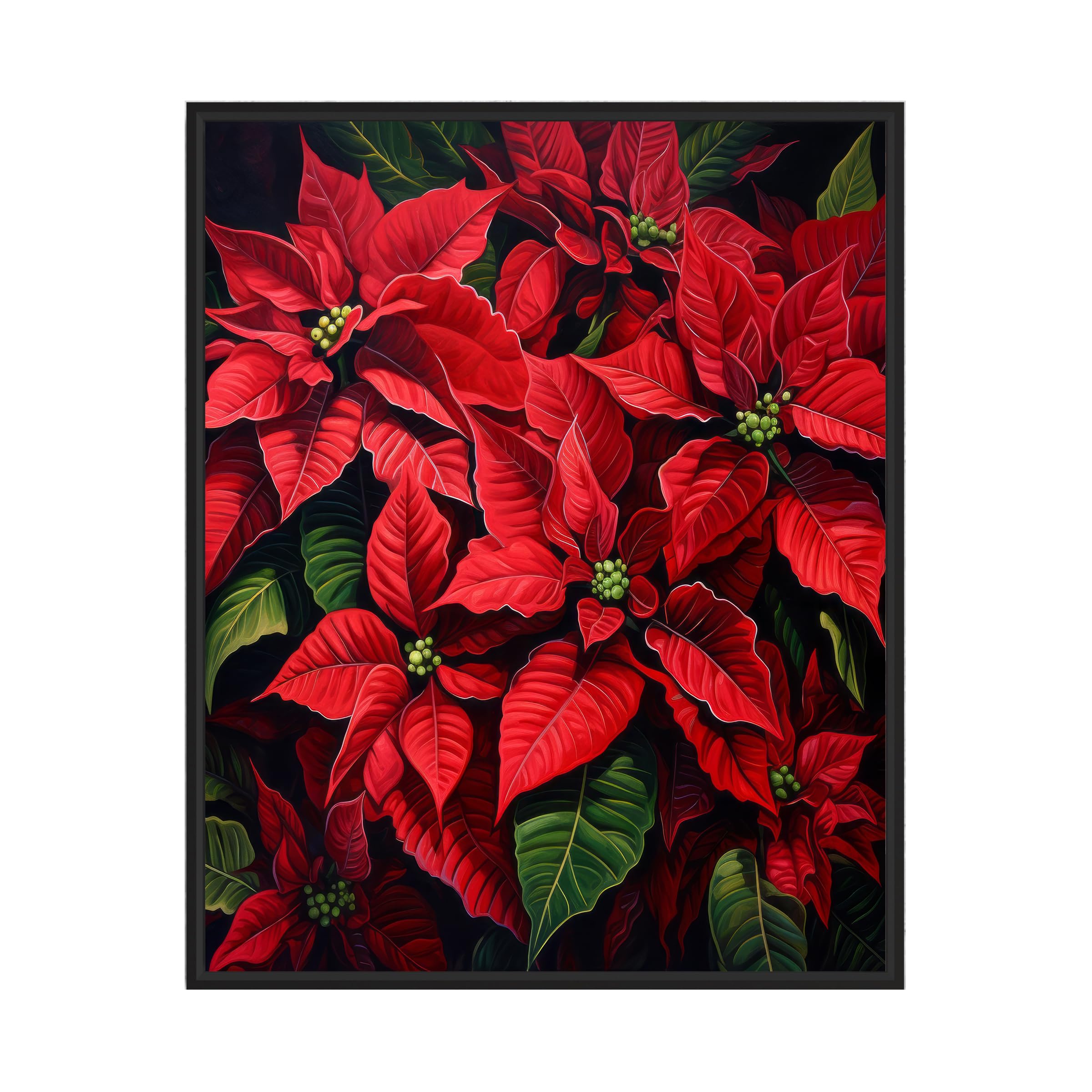 Amazon.com: Poinsettias In Bloom Christmas Poster Art Print, Holiday ...