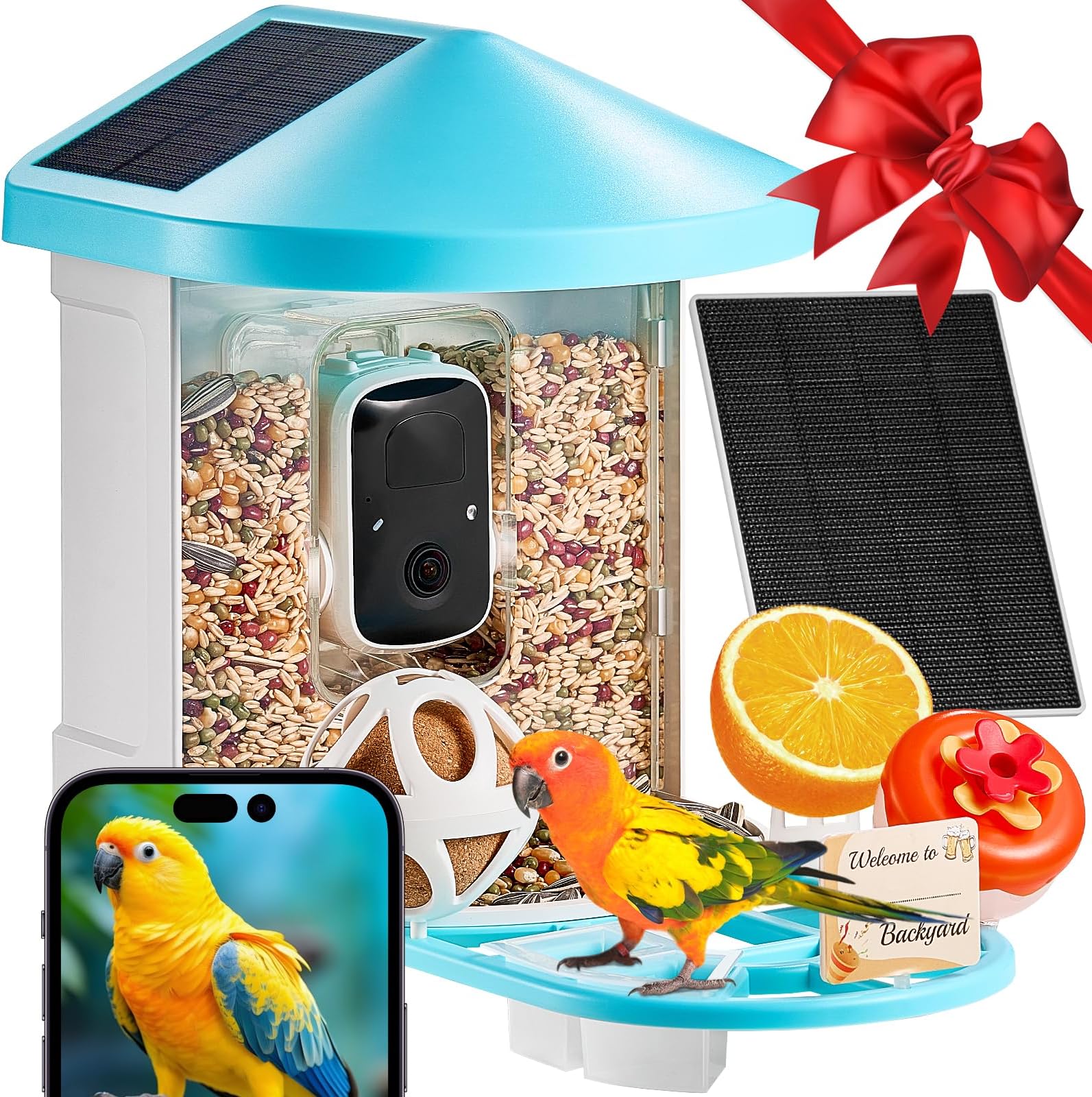 Amazon.com : lollyes AI Smart Bird Feeder Camera with 64G Card, 1080P ...