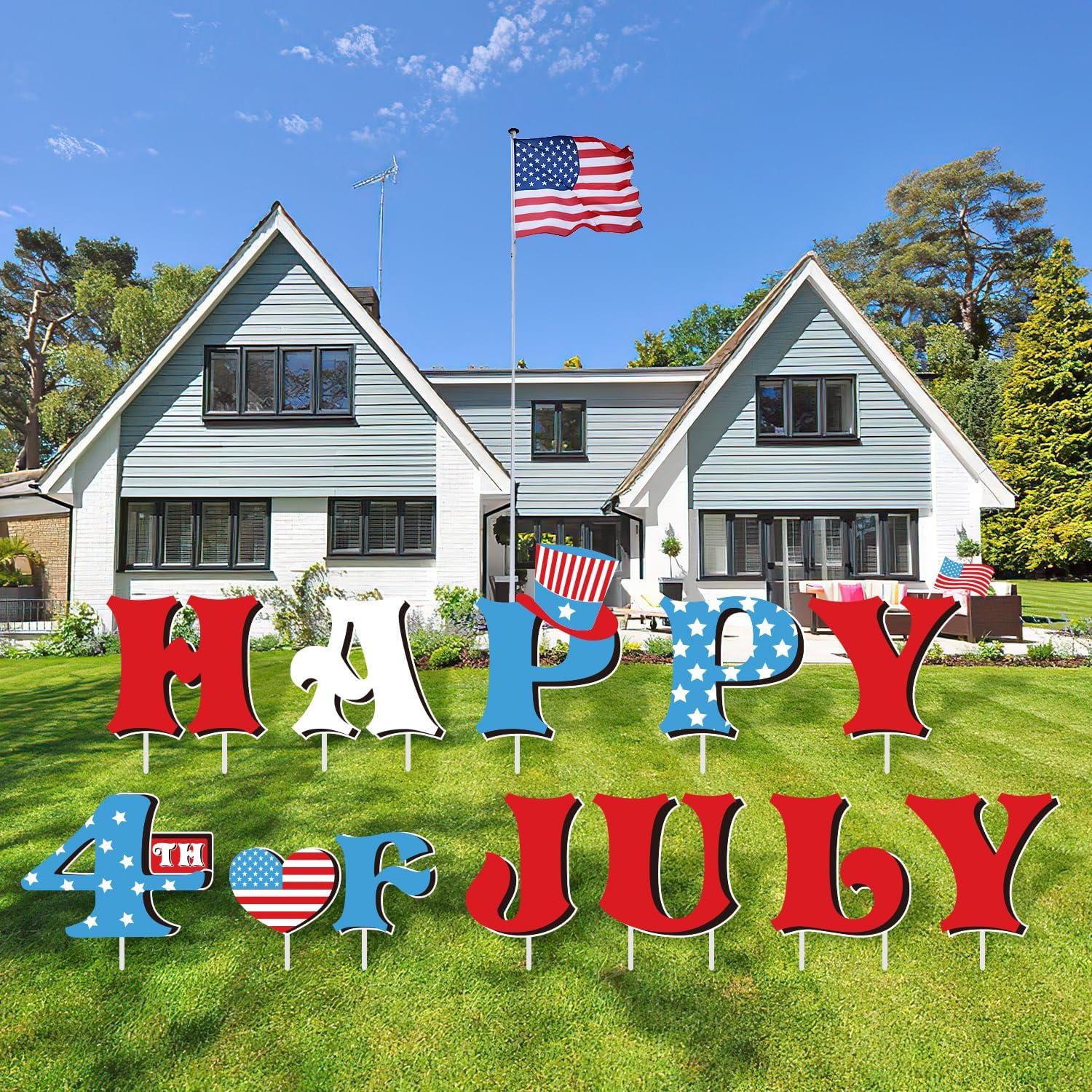 Outdoor Holiday Signs 4th Of July Yard Signs - 8 Pack Patriotic Stars ...