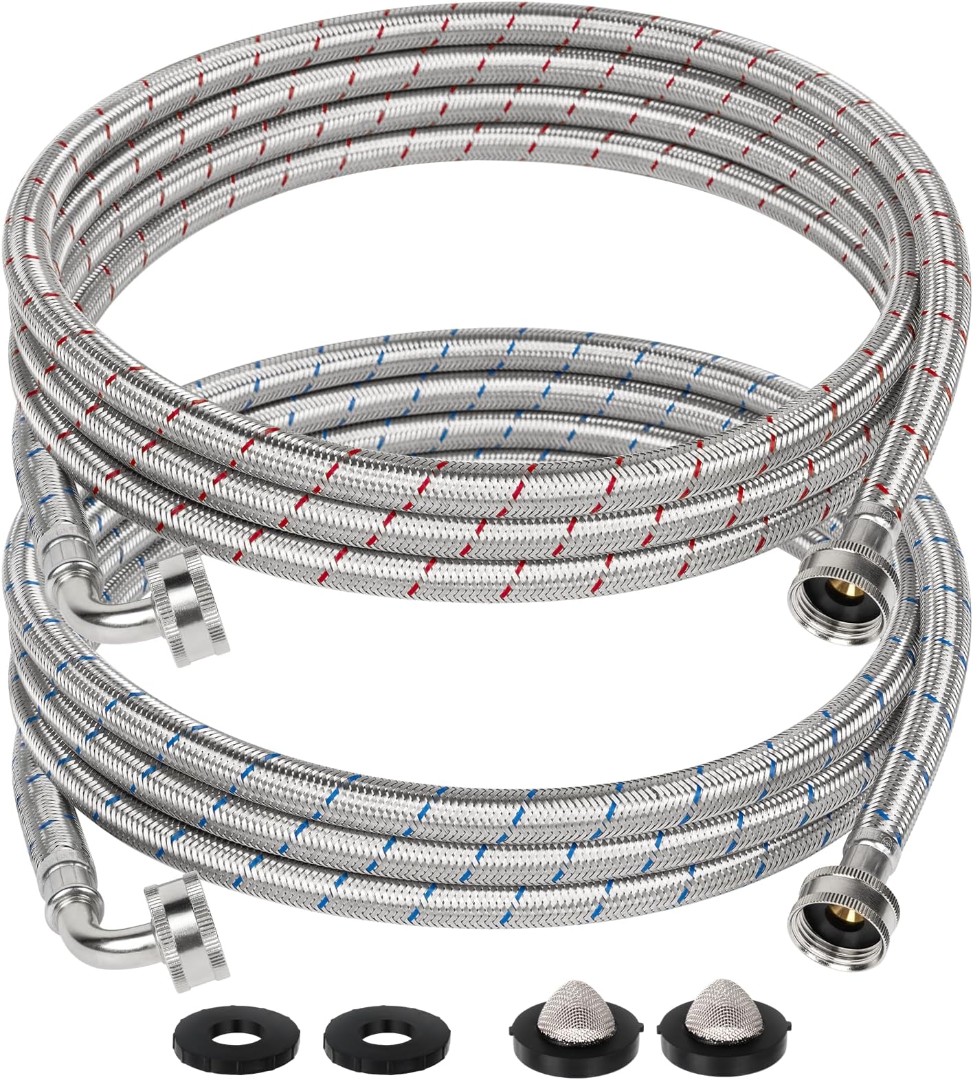 Amazon.com: JUWO 3 FT Rubber Washing Machine Hoses, 3/4" FHT Washer ...