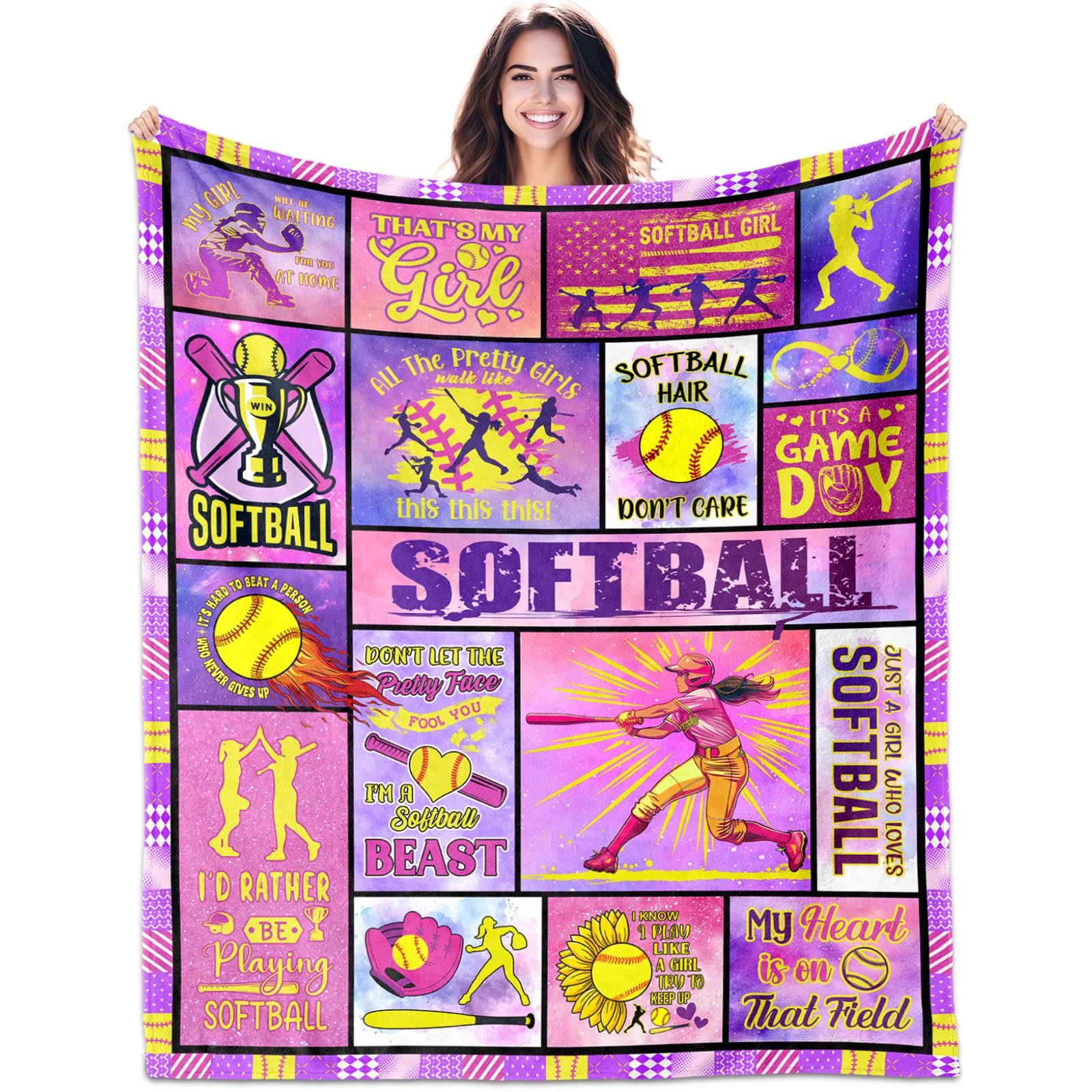 Amazon.com: CMAJZIN Softball Throw Blanket Gifts 60" X50“, Softball ...