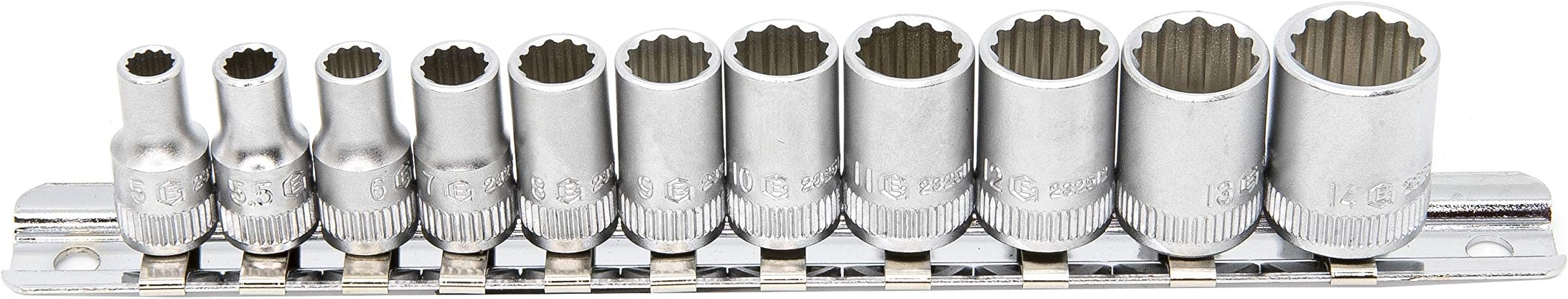 Genius Tools 11 Piece 1/4" Drive Metric Hand Socket Set (12-Point), 5mm ...