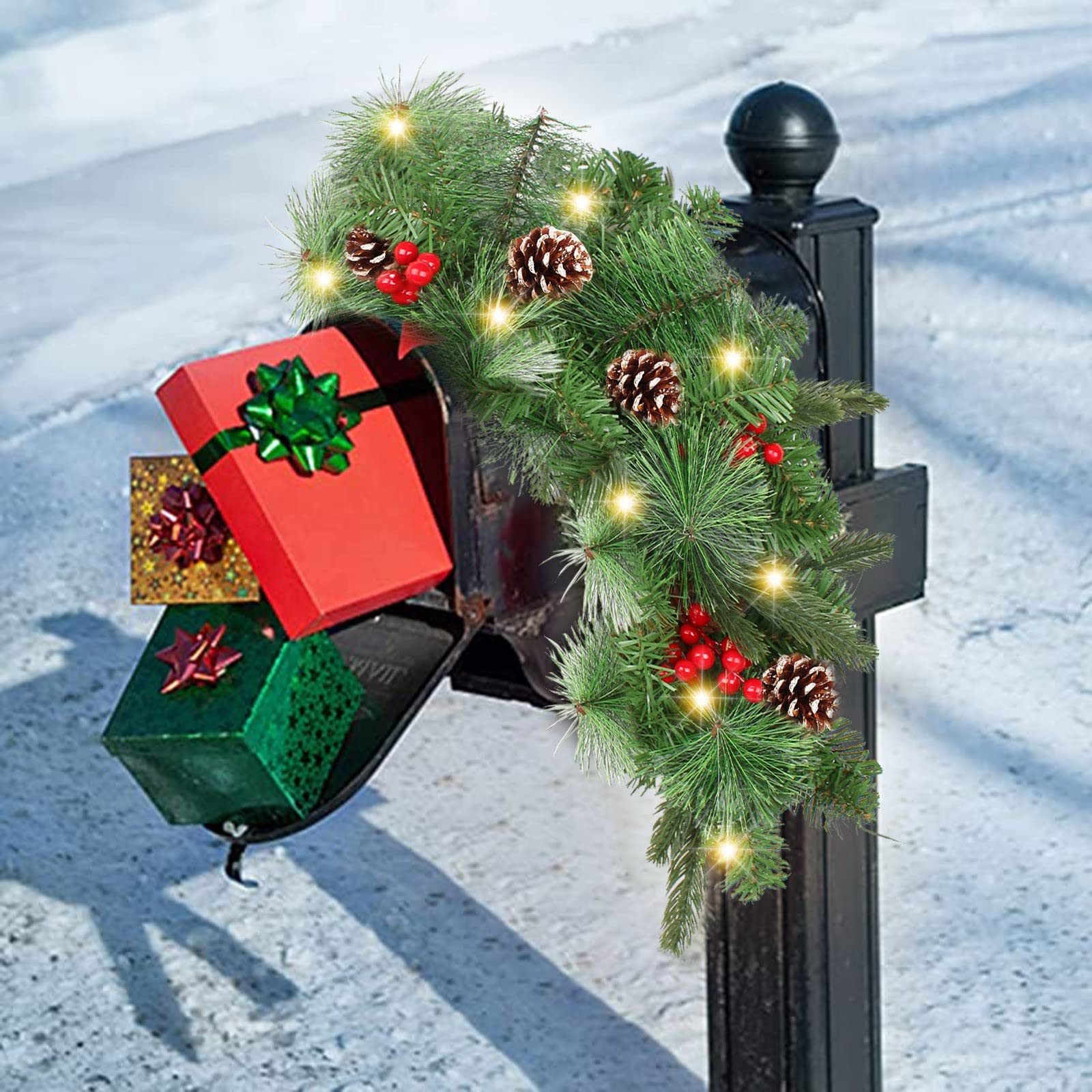 Chicken Wire Christmas Mailbox 42" Tall Standing "Santa's Mail"
