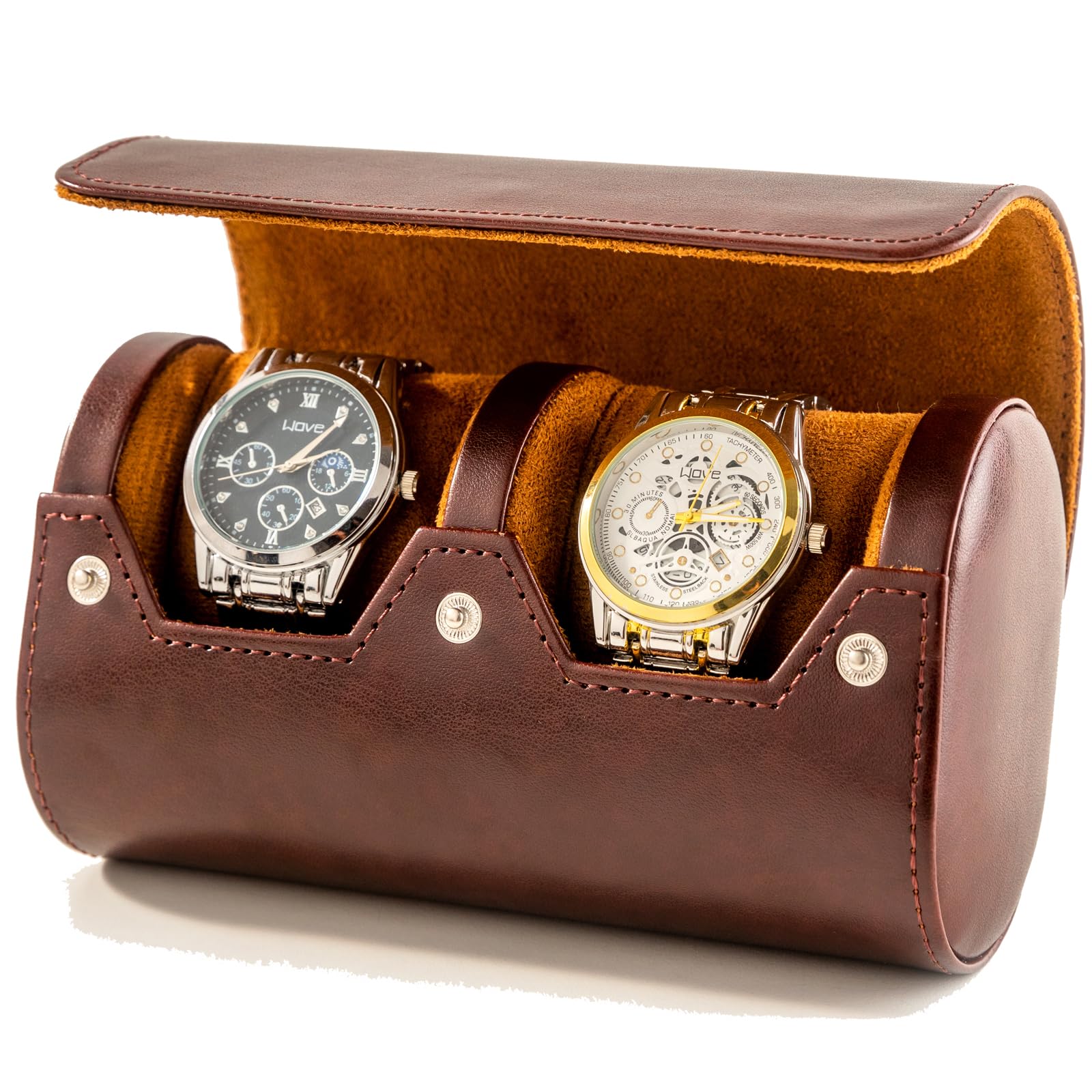Amazon.com: Mr.Okay 2 Watch Travel Case - Classic Leather Watch Case ...
