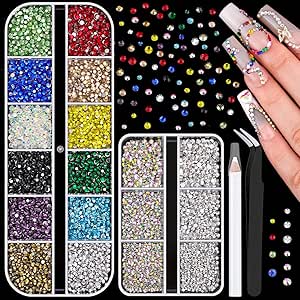 Amazon.com: 5400Pcs Glass Crystal Small Rhinestones for Nail Art, Tiny ...