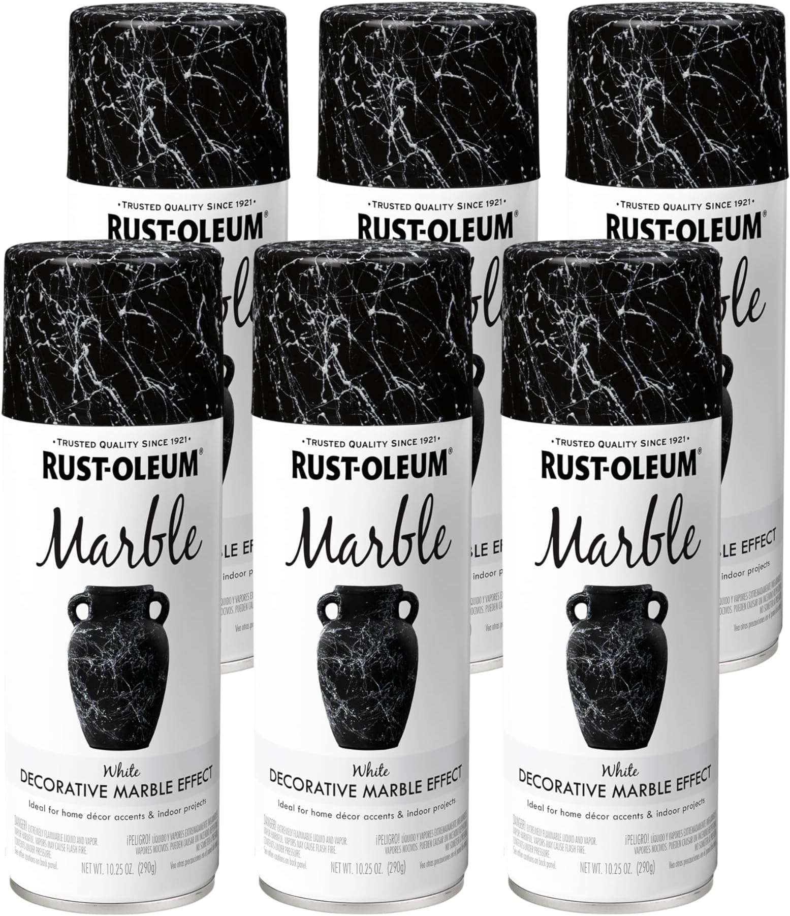 Rust-Oleum 372484 Specialty Marble Spray Paint, 10.25 oz, Black, 6 Pack ...
