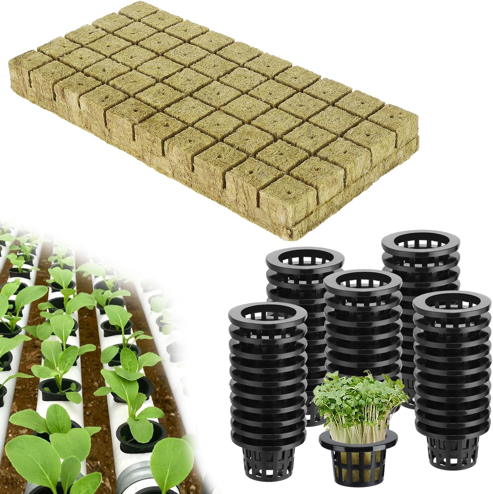 Amazon.com : Hoolerry 100 Pcs Hydroponics Growing System Kit Include 50 ...