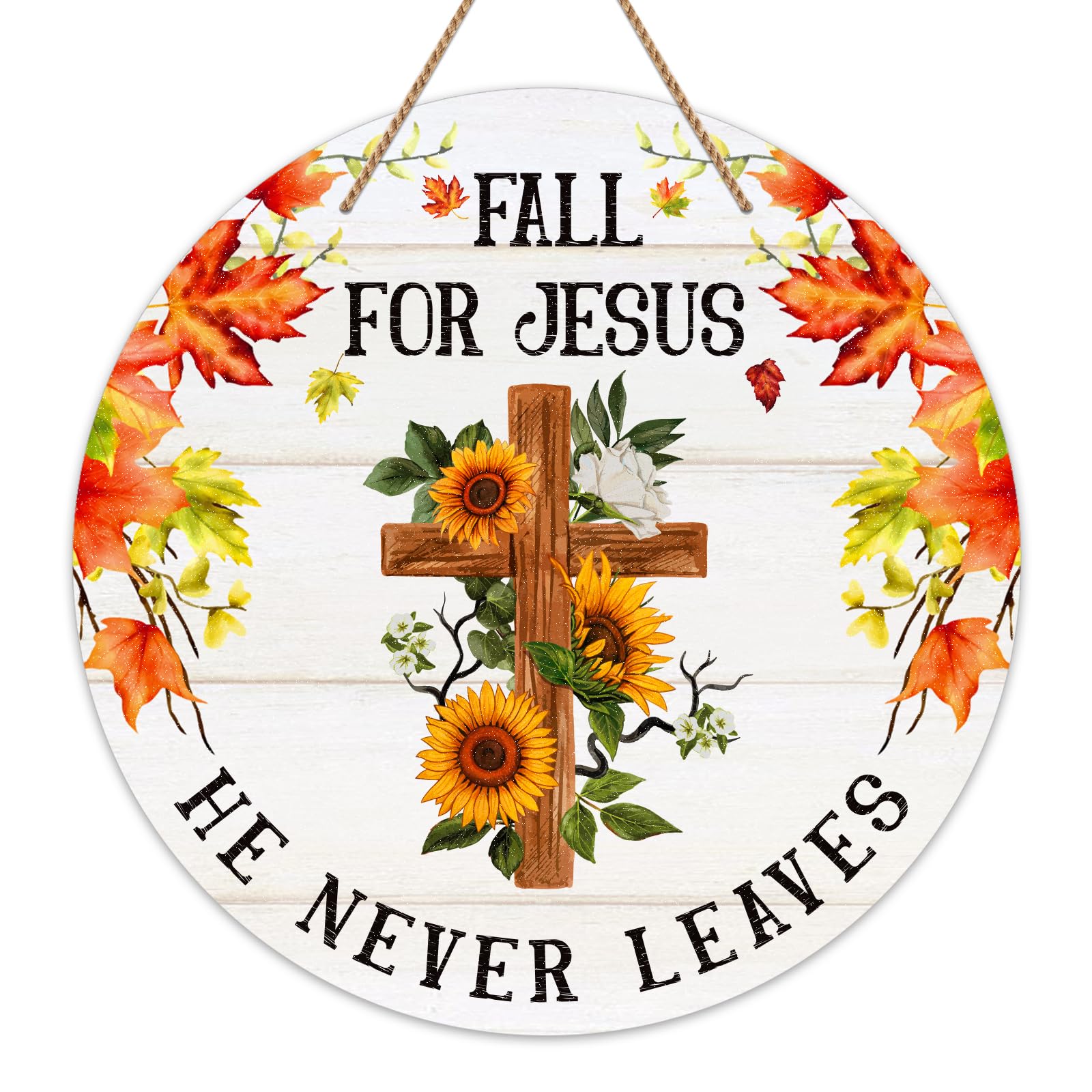 Amazon.com : FLYAB Fall for Jesus He Never Leaves Sign for Home ...