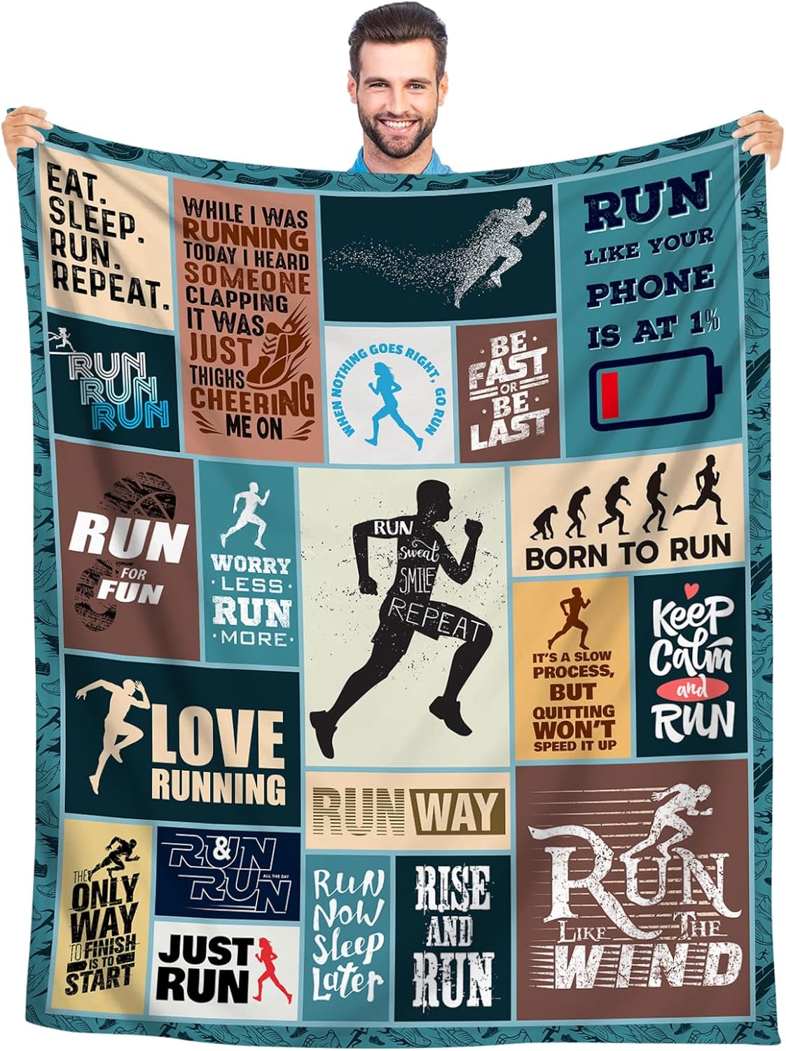 Amazon.com: Shuwekk Running Gifts Blanket for Women, Men, Teens ...