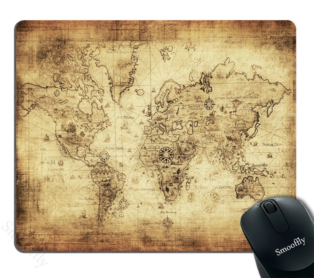 Amazon.com : Smooffly Antique Map Mouse Pad,World Map Antique Vintage ...