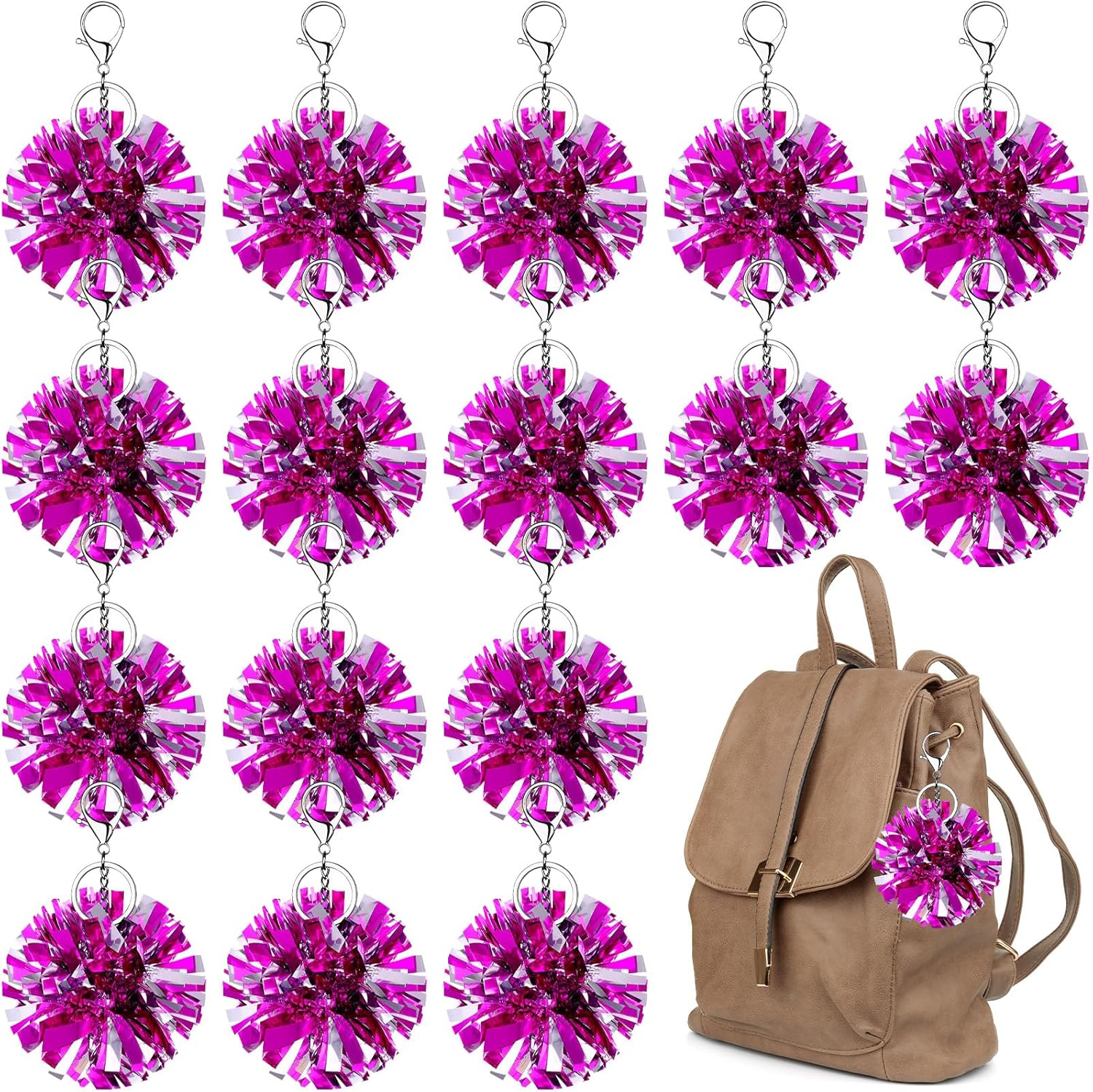 Cryptolux 16Pcs Cheer Pom Pom Keychain,Cheer Keychain Bulk,Cheerleader ...