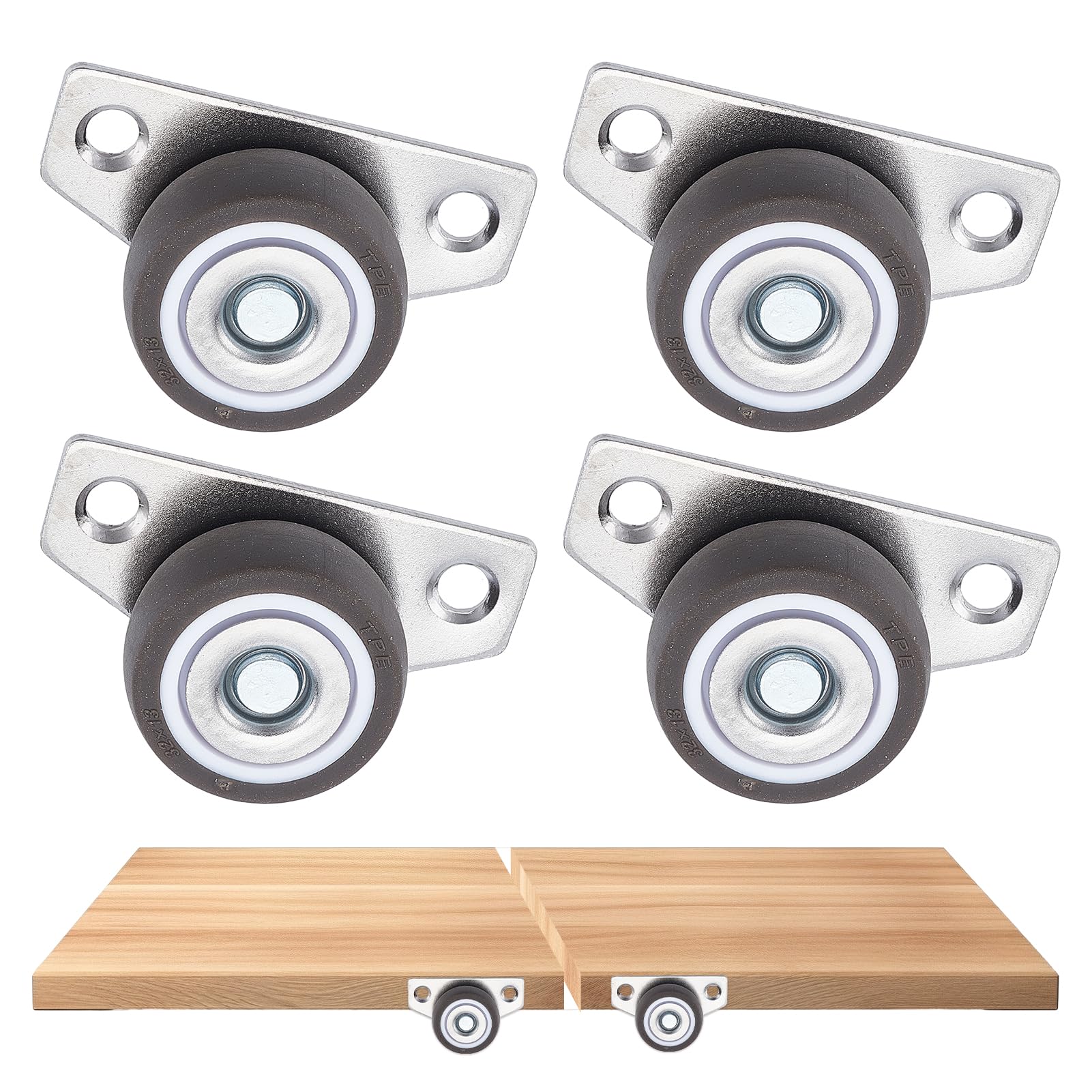 NICENEEDED 4 PCS 1.25 Inch Side Mount Casters Wheels, Small Rubber ...