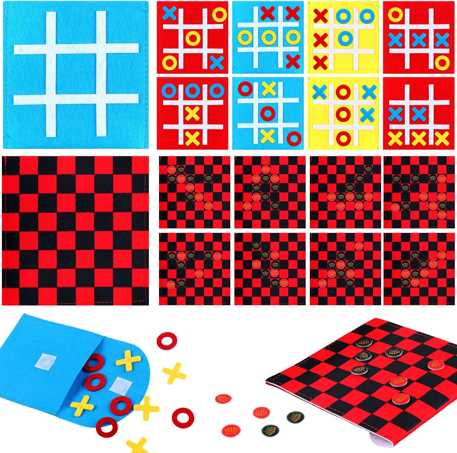 Amazon.com: Liliful 30 Pack Tic Tac Toe Board Game 2 in 1 Checkers Game ...