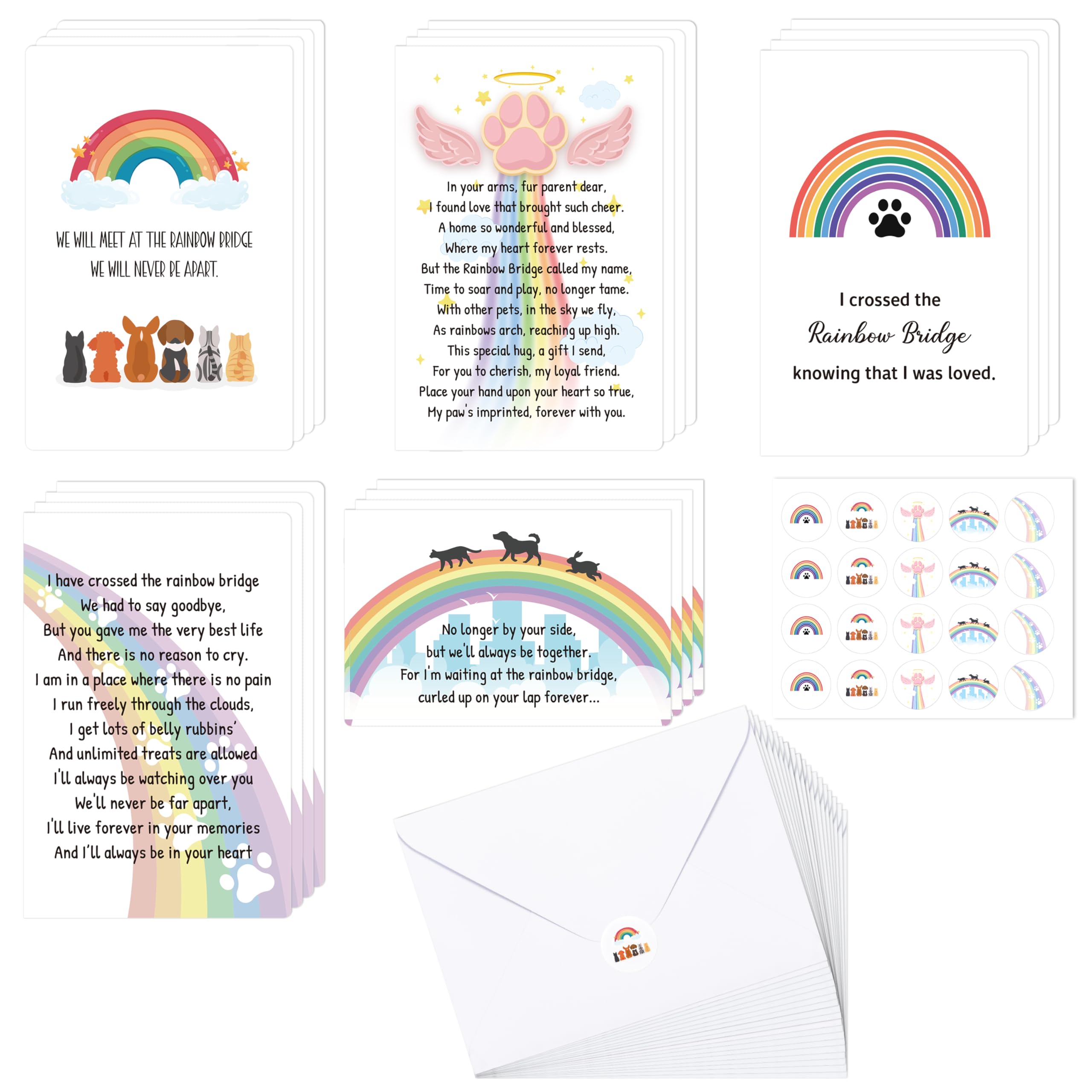Snapklik.com : WATINC Pet Sympathy Cards For Dog Cat 60pcs Rainbow ...
