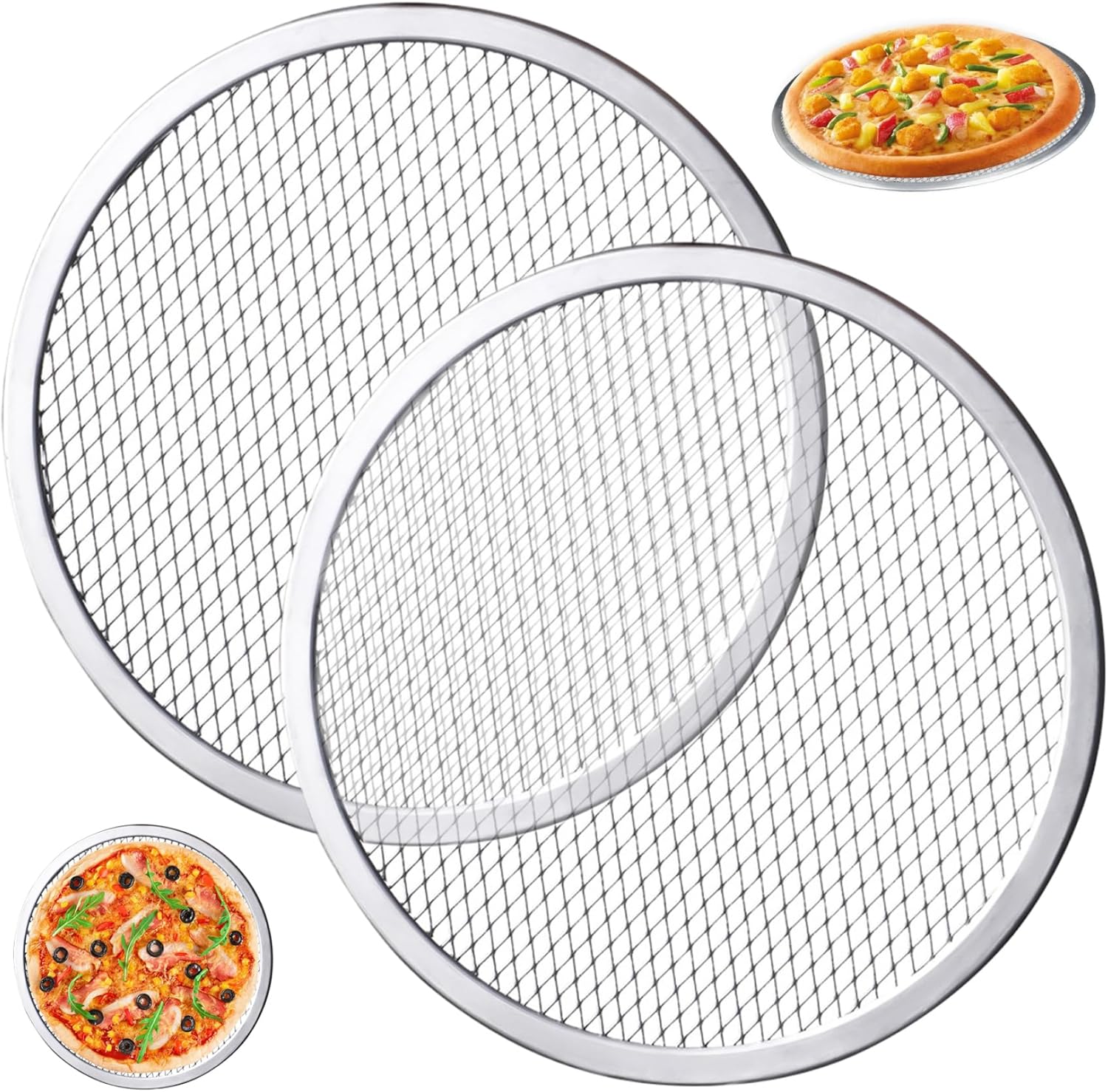 Amazon.com: Pizza Screen 12 Inch 2 Pcs Pizza Screen Stainless Steel 13 ...