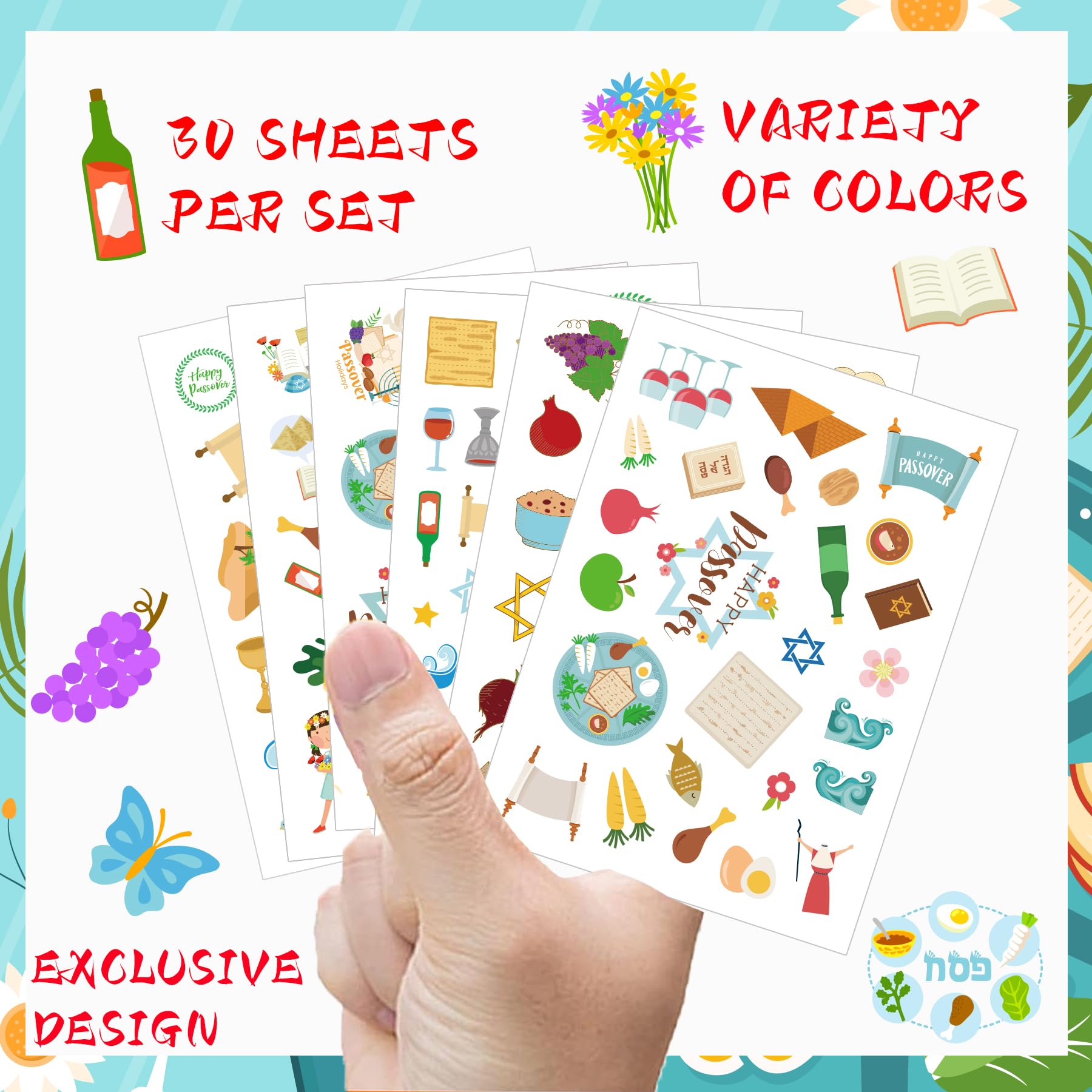 Snapklik.com : Passover Stickers For Kids Passover Games For Kids 710 PCS Passover Labels ...
