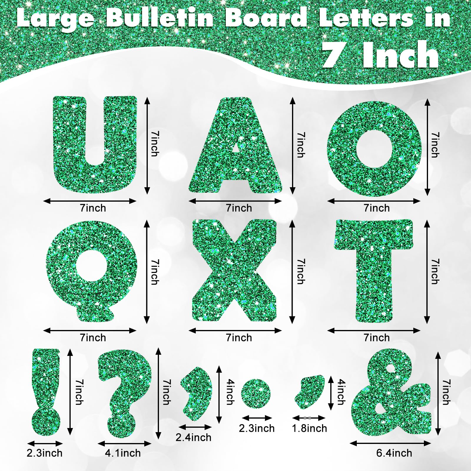 Snapklik.com : Meetory 154Pcs 7” Glitter Green Bulletin Board Letters ...