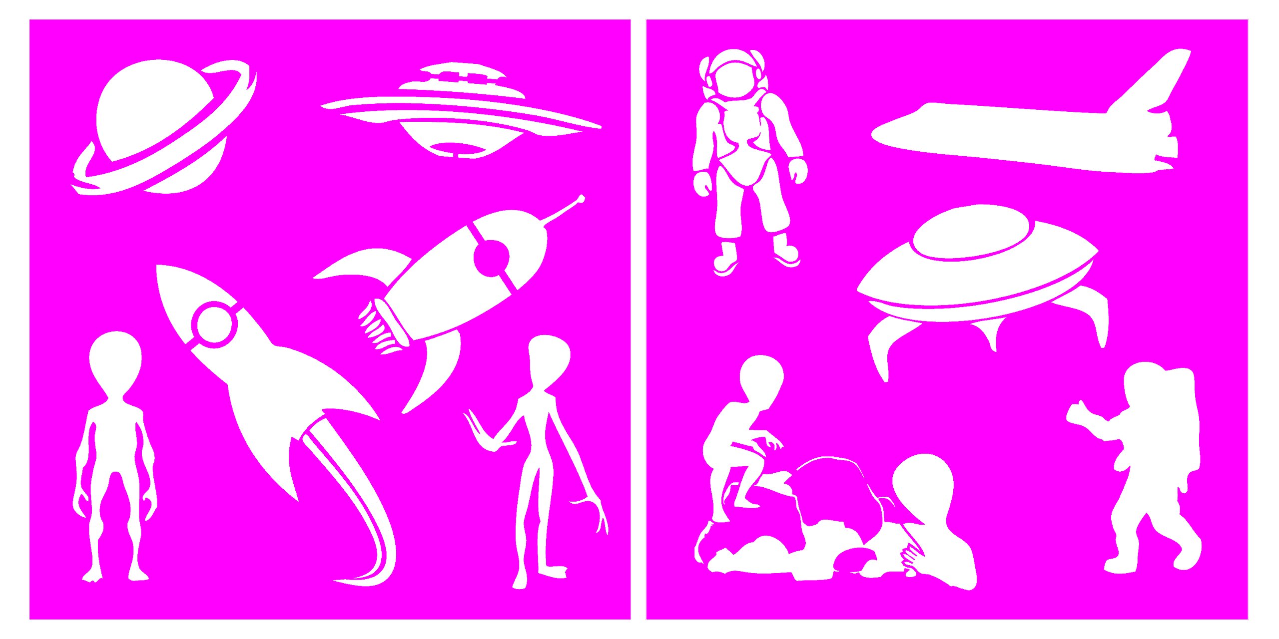 Auto Vynamics Stencil Aliens 10 Classic Aliens And Ufos Stencil ...