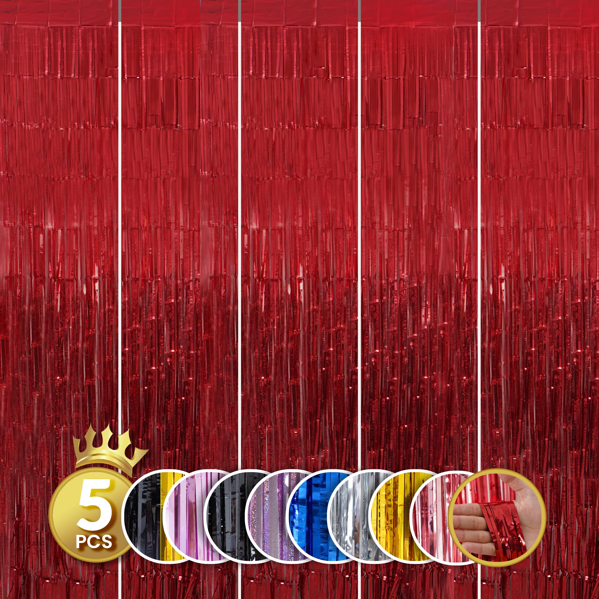 Snapklik.com : RFAQK 5Pack 330x820 Feet Red Foil Fringe Curtains ...
