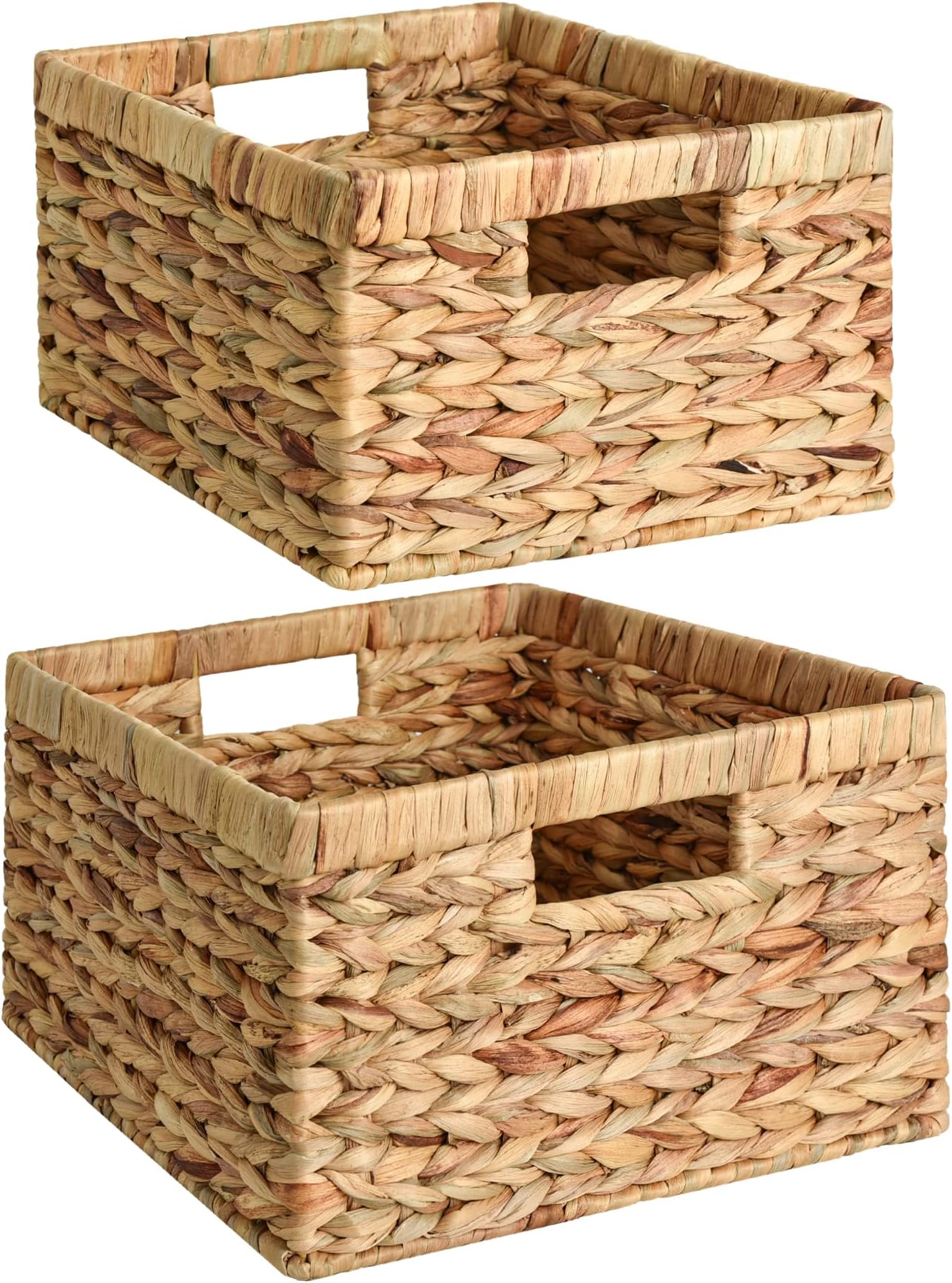 Amazon.com - Set of 2 Rectangle Handmade Twisted Wicker Baskets ...