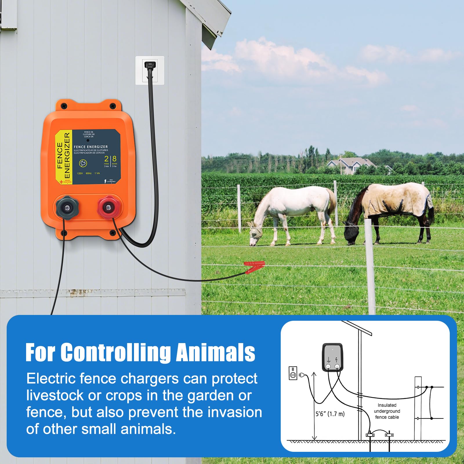 Snapklik.com : 2 Mile AC Powered Low Impedance Electric Fence Charger0 ...
