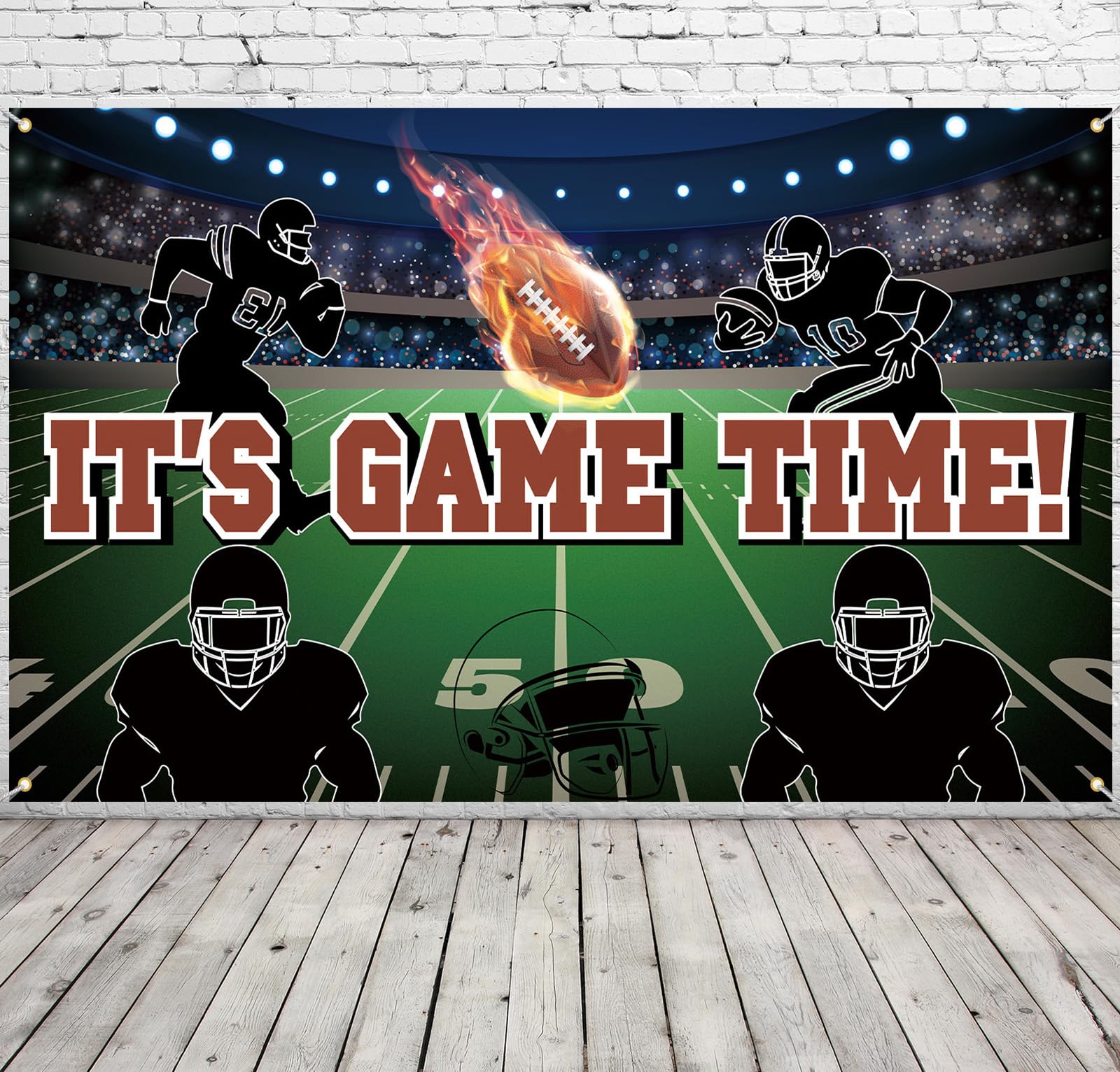 Amazon.com : Football Backdrop It's Game Time Banner Football Theme ...