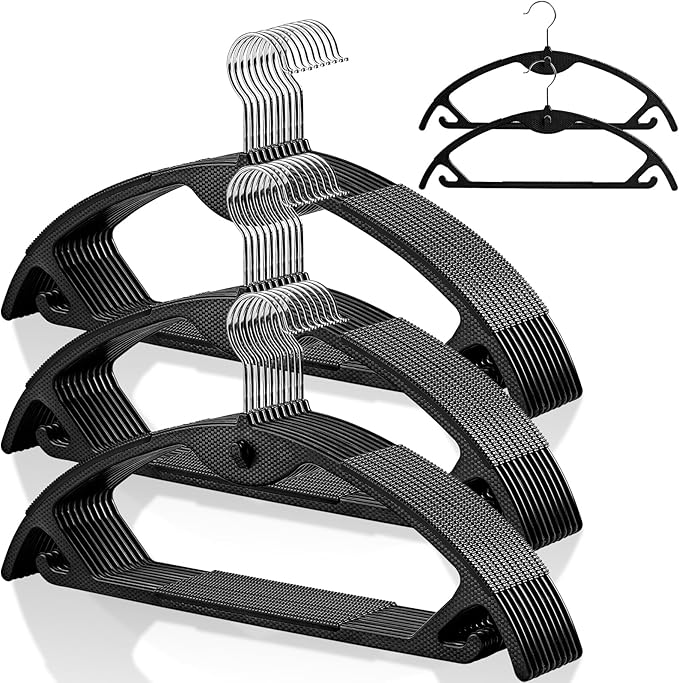 Amazon.co.jp: ハンガー かたくずれ防止 30本組 SEWEI 跡がつかないハンガー ハンガー すべらない 洗濯ハンガー はんがー ...