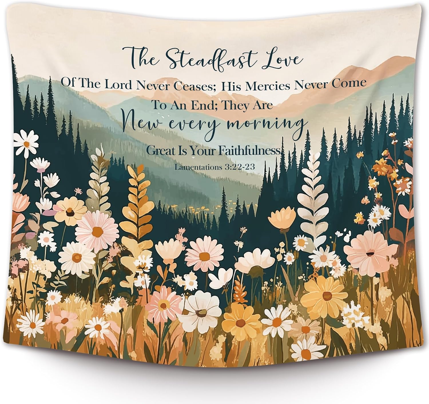 Amazon.com: XLDLIOO Christian Floral Wall Tapestry, Bible Verse ...
