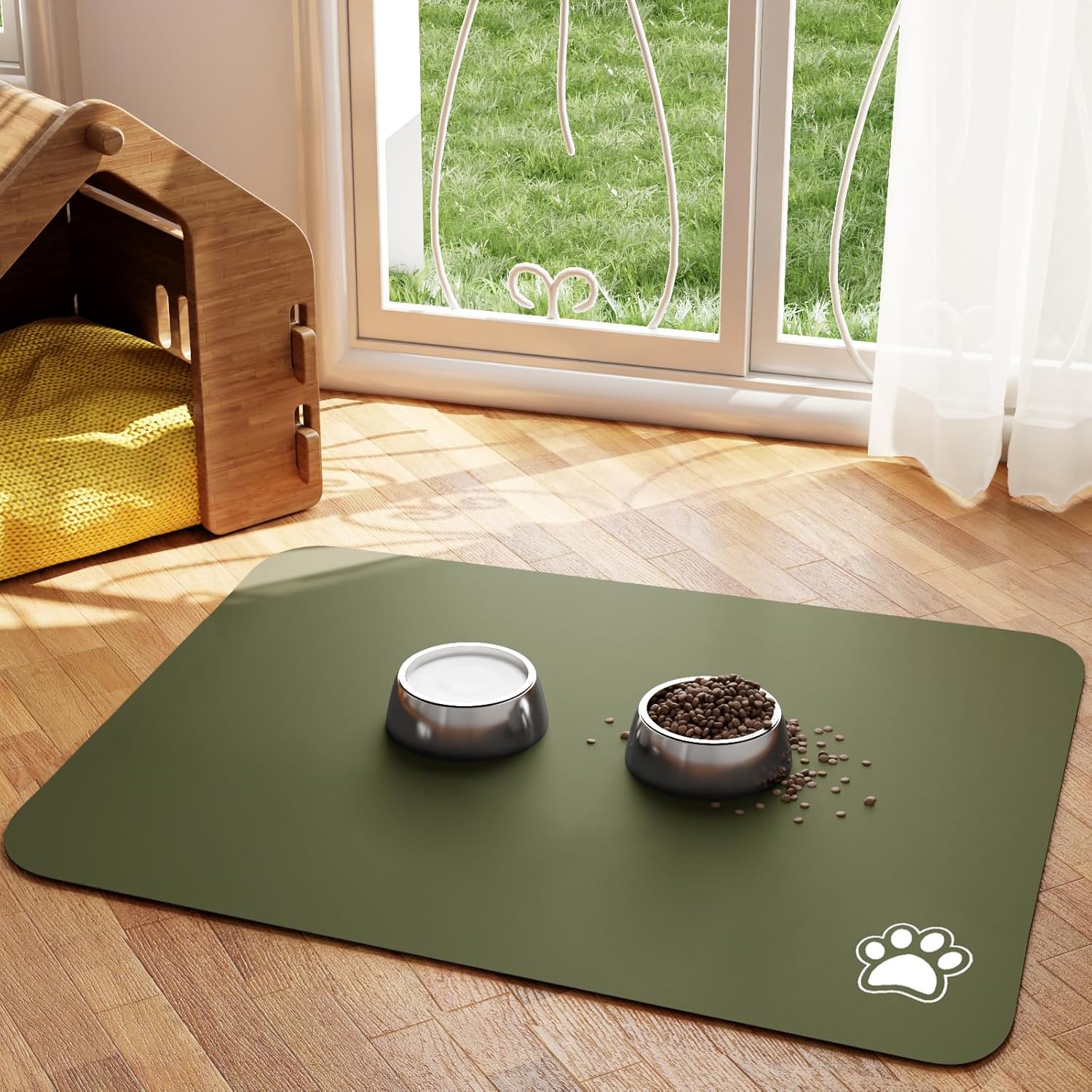 Amazon.com: HotLive Pet Feeding Mat, Absorbent Dog Food Mat, No Stains ...