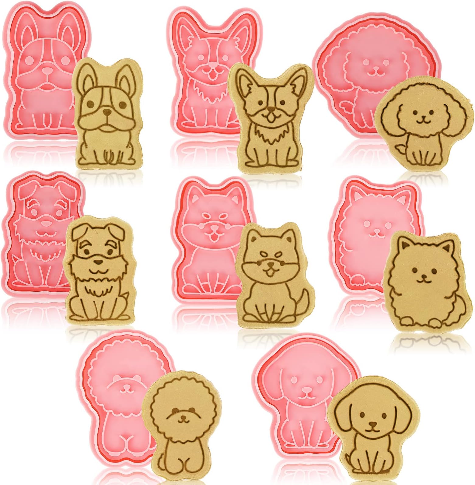 Amazon.com: 8 Pcs Dog Cookie Cutters with Plunger Stamps Set 3D Puppy ...