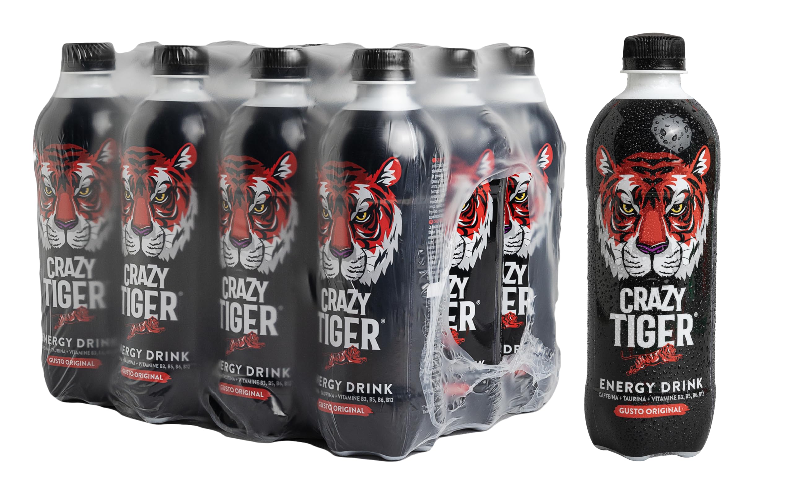 Crazy Tiger | Energy Drink Gusto Original, 12 Bottiglie da 50 cl PET ...