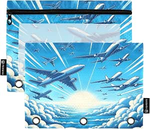 Amazon.com: Airplanes Flying in The Sky Binder Pencil Pouch, 3 Ring ...