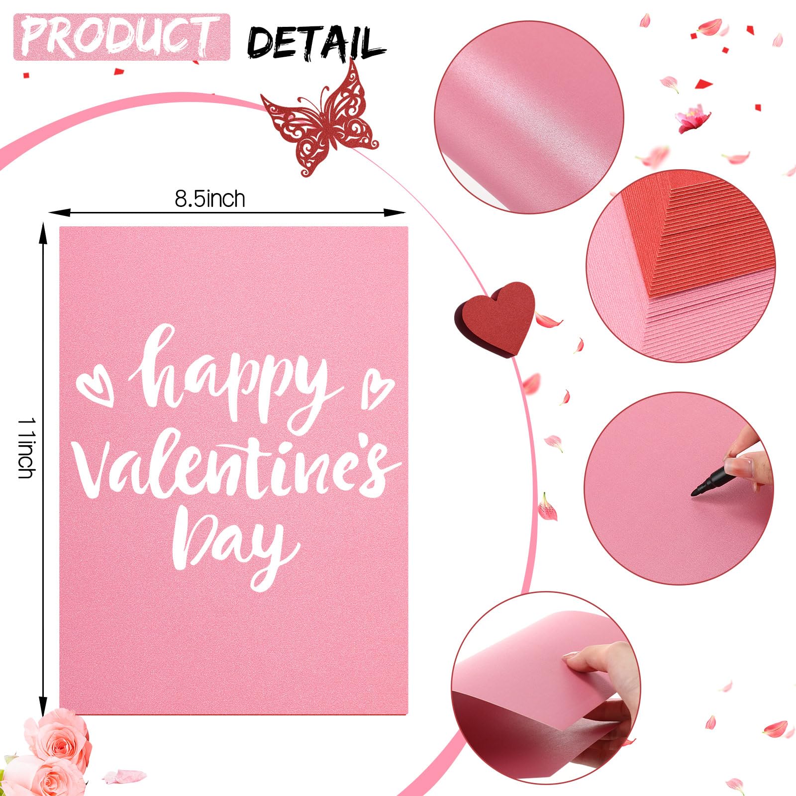 Snapklik.com : 120 Sheets Valentines Day Shimmer Cardstock 8.5 X 11 ...